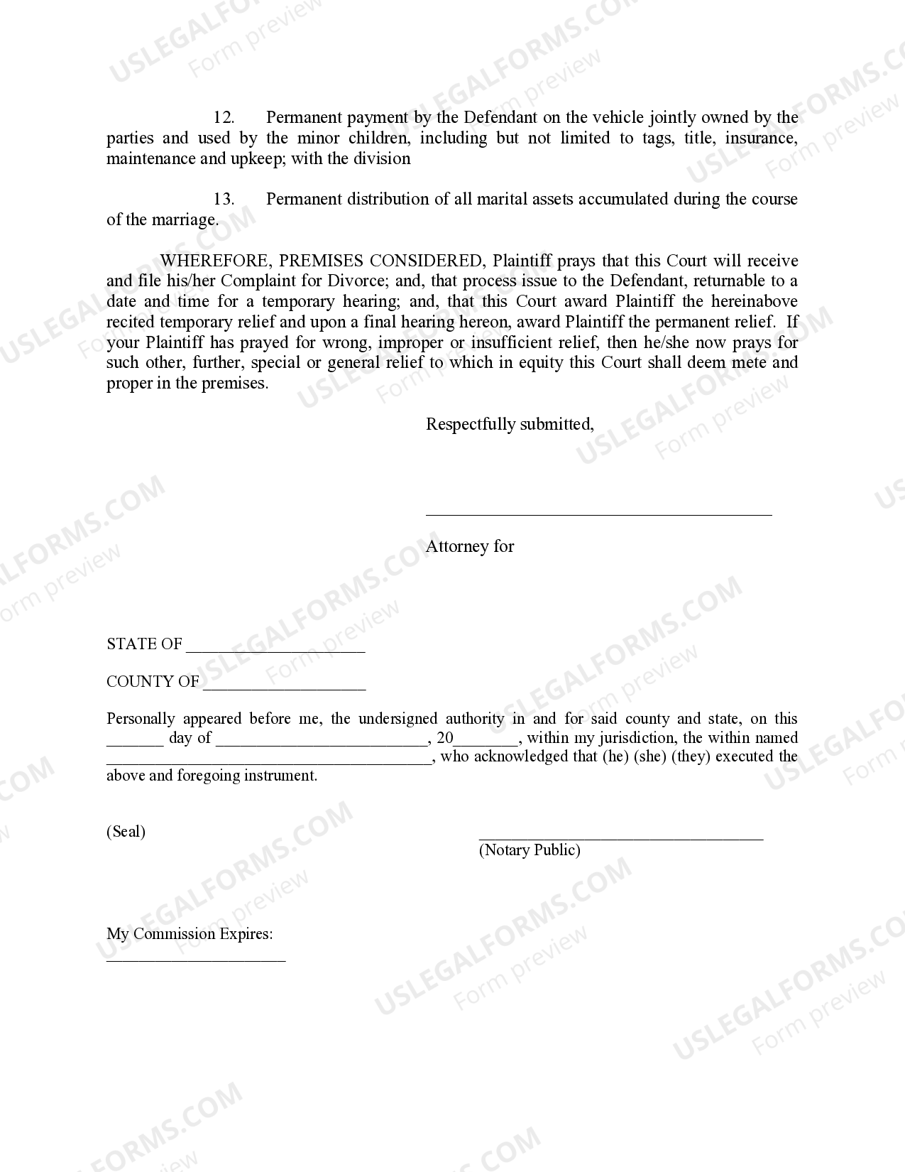 Mississippi Complaint for Divorce - Mississippi Divorce | US Legal Forms