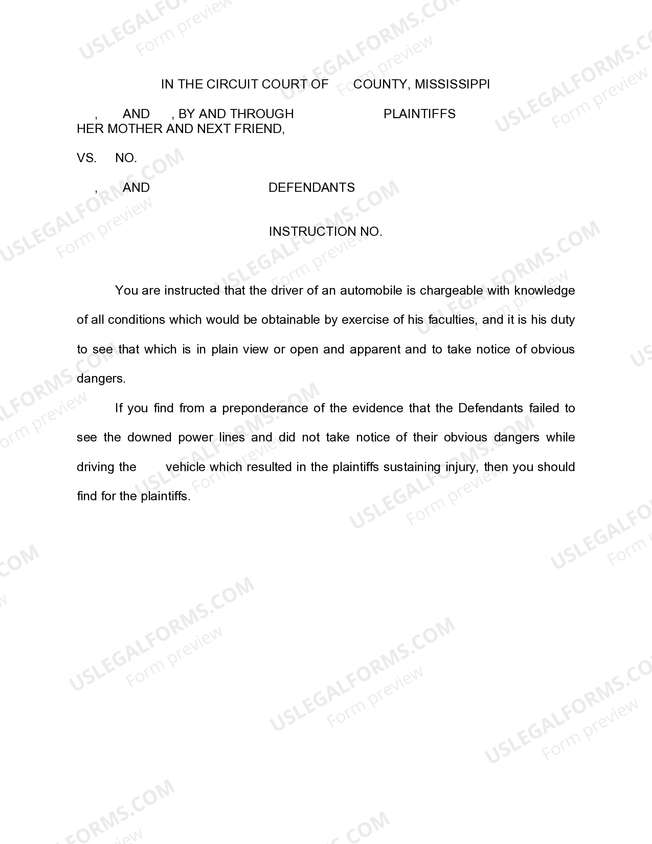 Mississippi Jury Instruction - Plain View | US Legal Forms