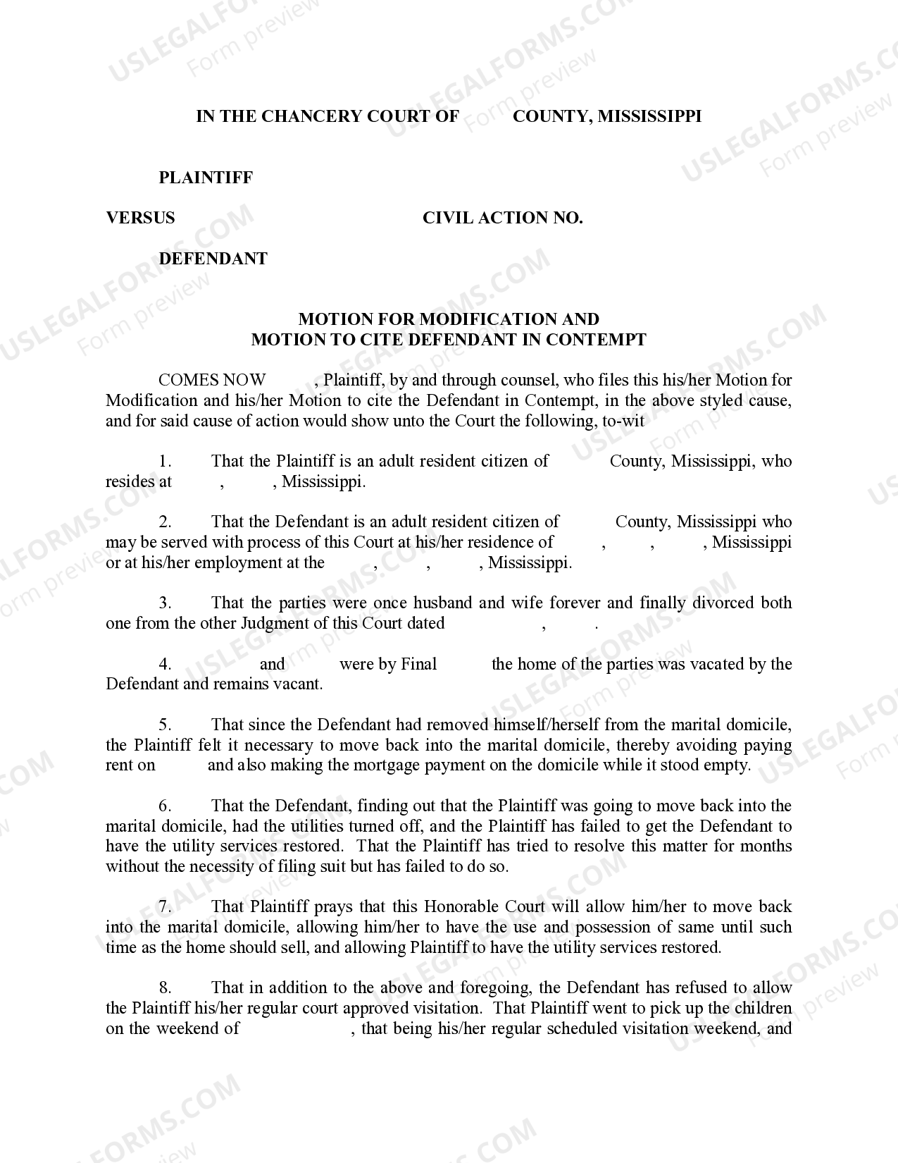 Mississippi Motion for Modification and Motion to Cite Defendant in ...