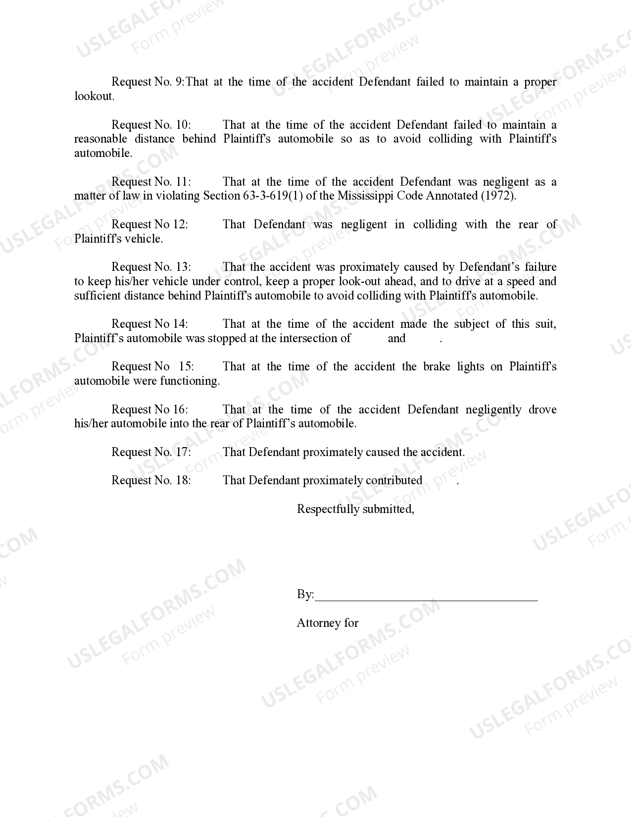 Mississippi First Set Of Requests For Admissions Propounded By ...