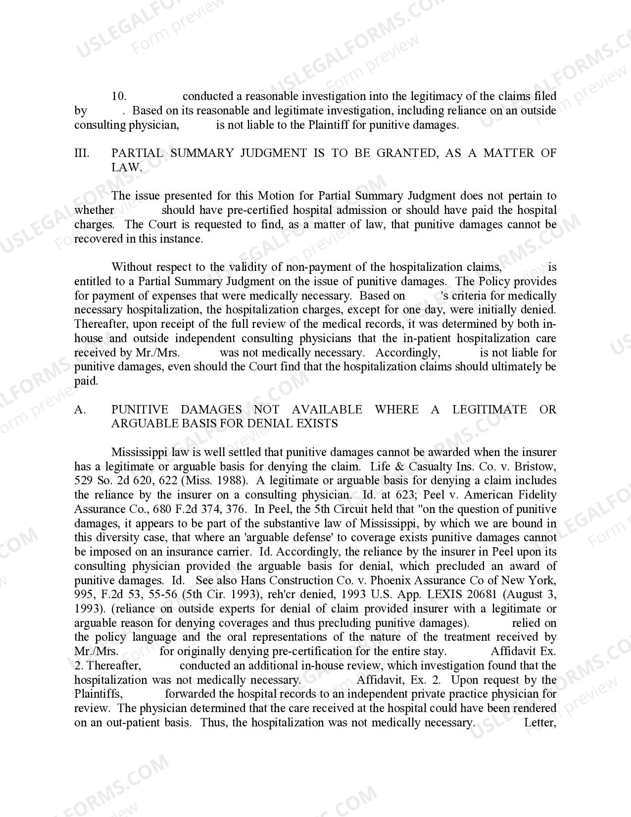Mississippi Motion for Partial Summary Judgment | US Legal Forms