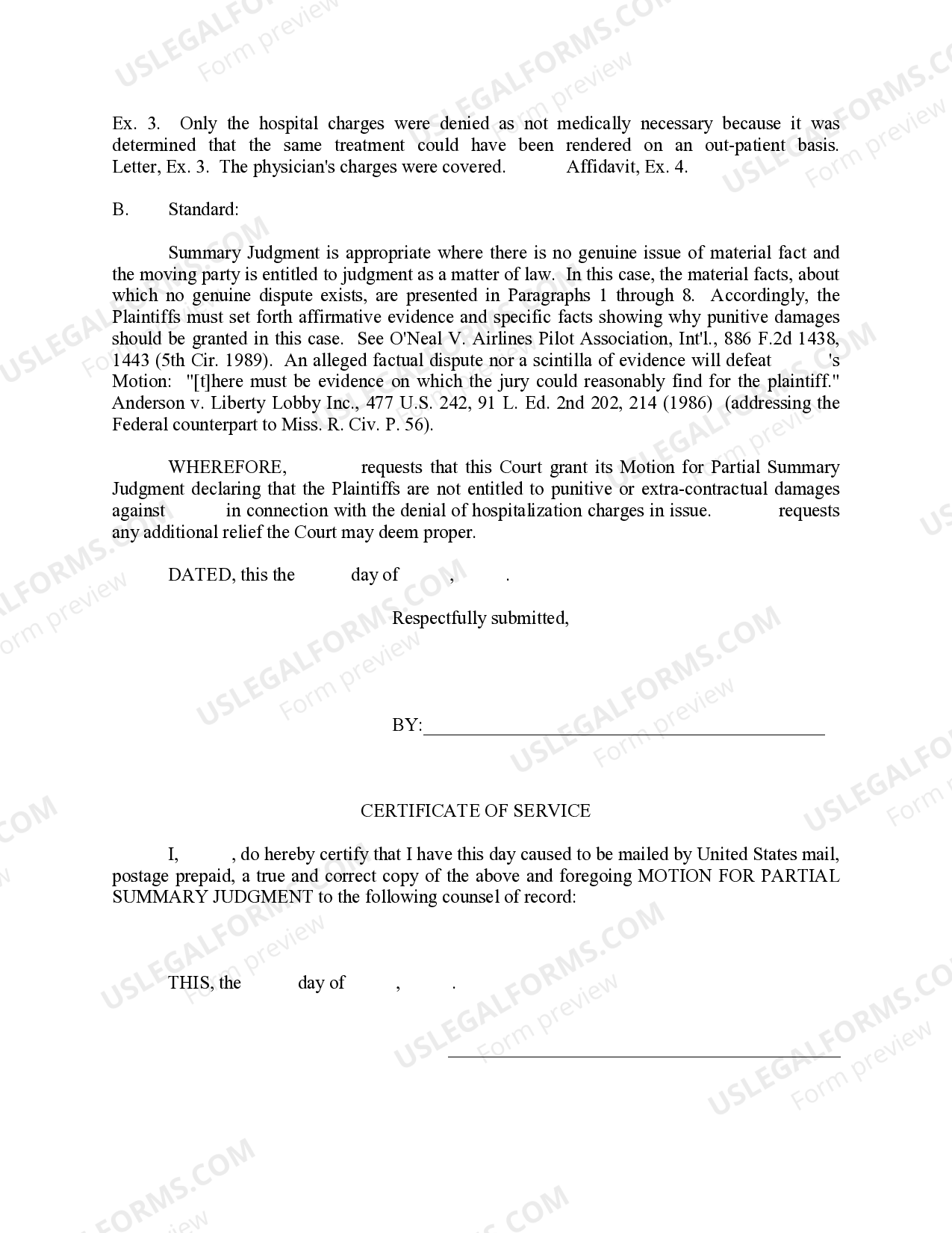 Mississippi Motion for Partial Summary Judgment | US Legal Forms