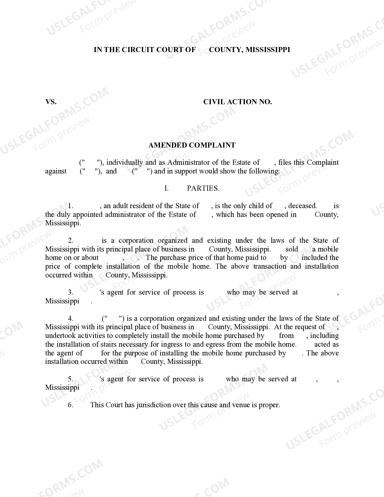 Mississippi Amended Complaint | US Legal Forms