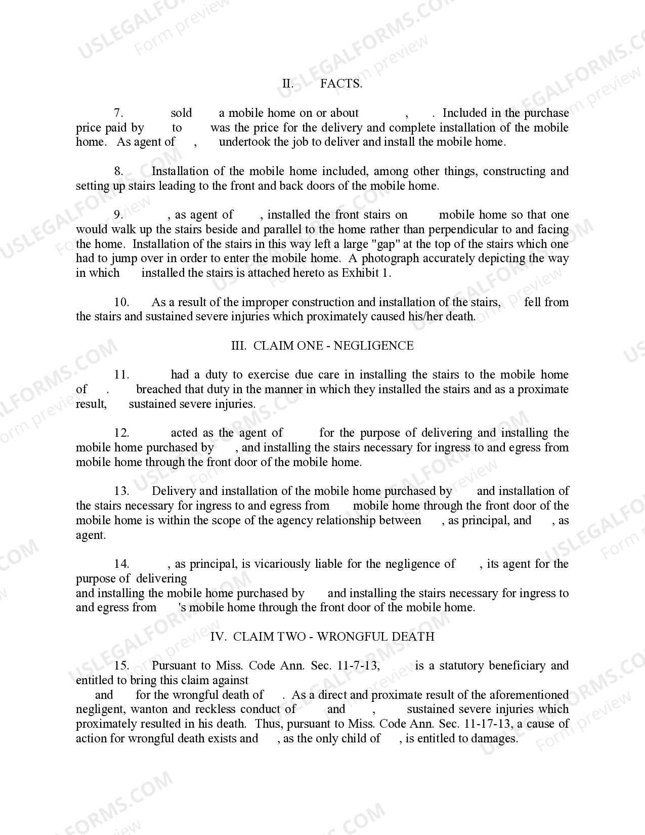 Mississippi Amended Complaint | US Legal Forms