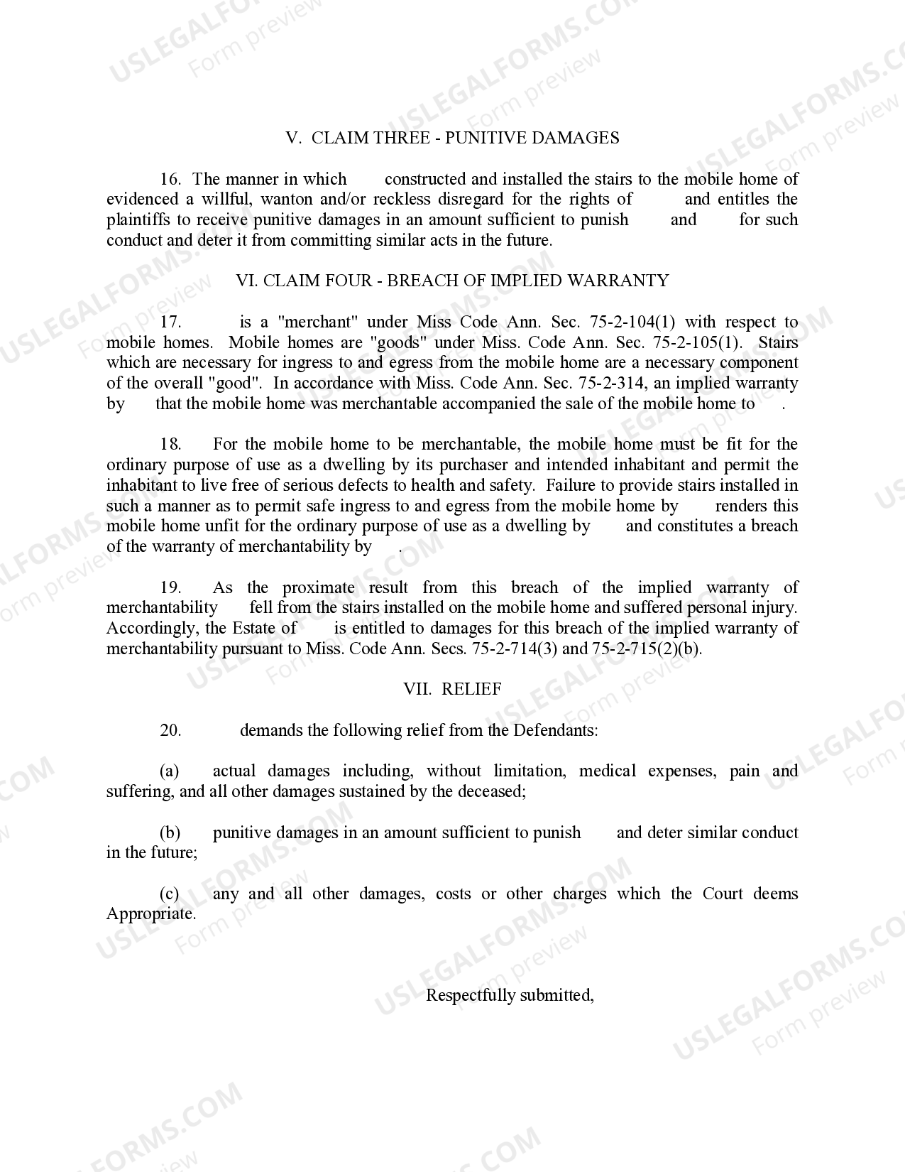 Mississippi Amended Complaint | US Legal Forms