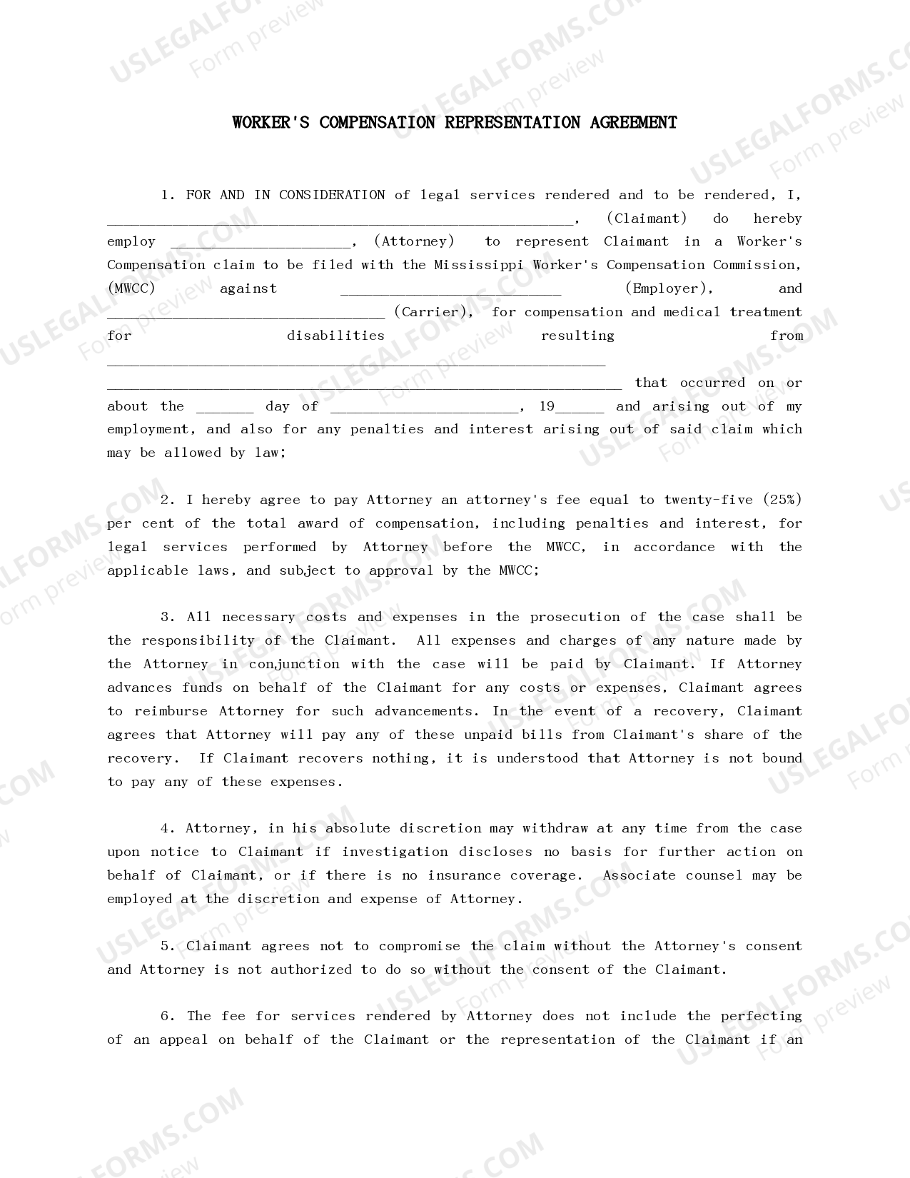 Mississippi Representation Agreement - Workers Compensation Attorney ...