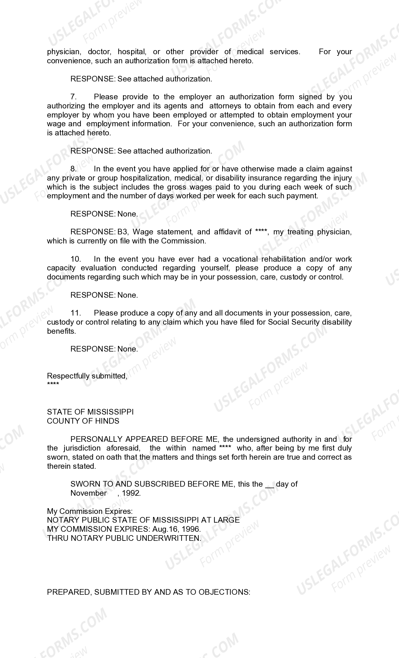 Mississippi Claimant's Answers to First Set of Interrogatories and ...