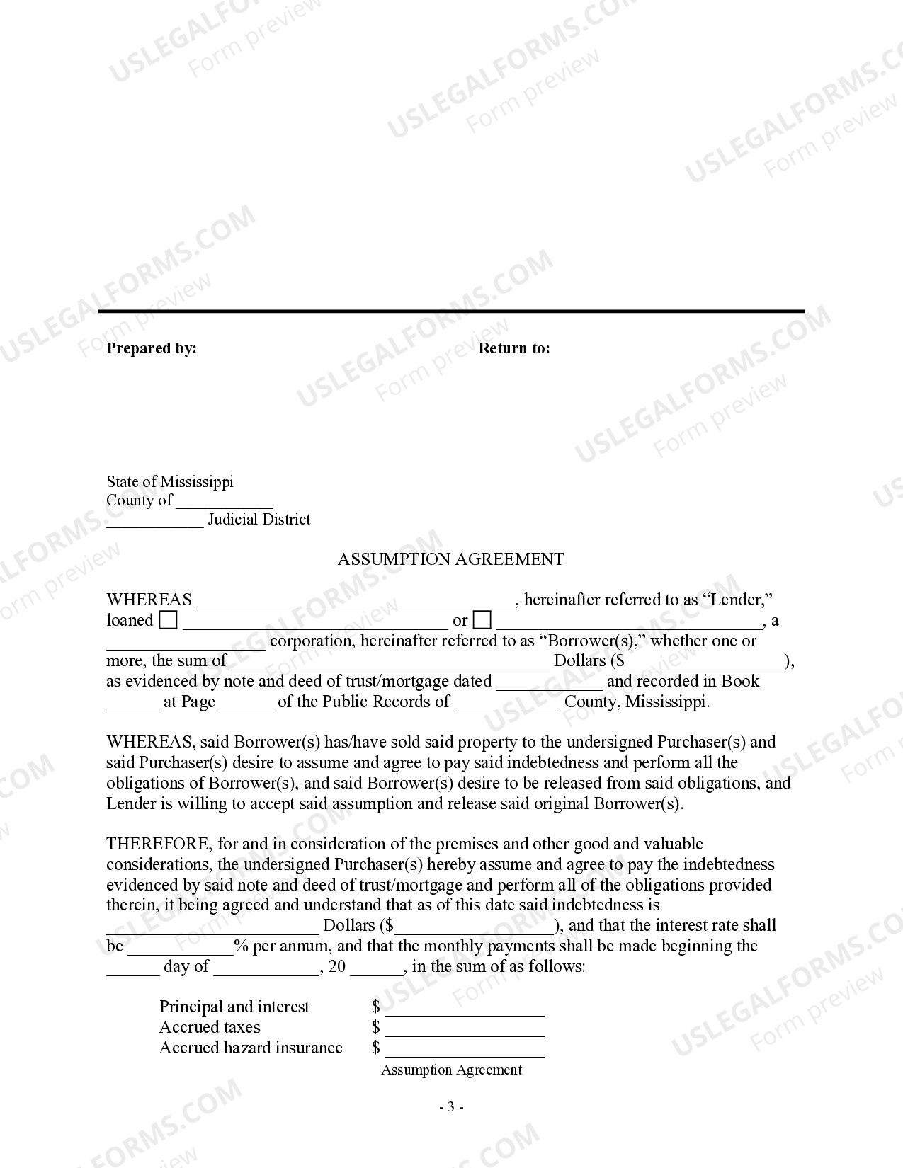 Mississippi Assumption Agreement of Deed of Trust and Release of ...