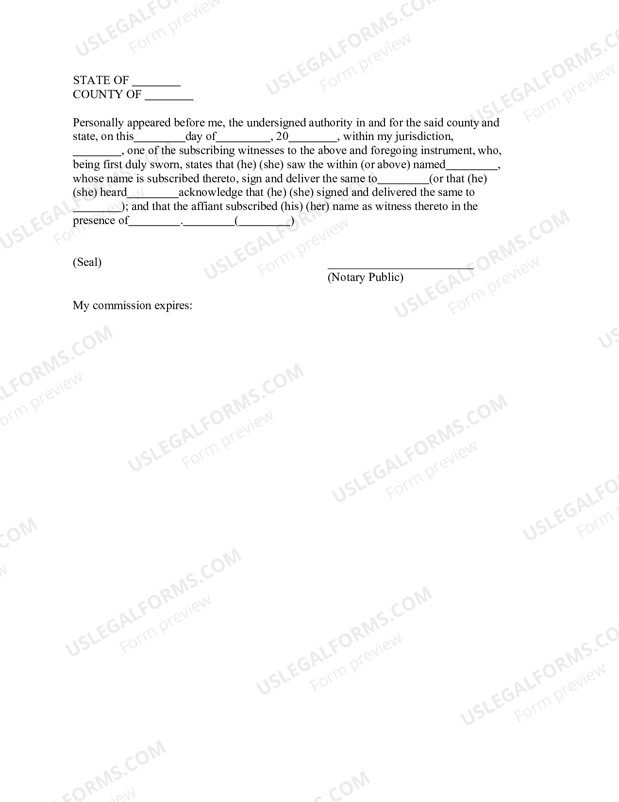 Mississippi Acknowledgment in case of Proof of Execution - Mississippi ...