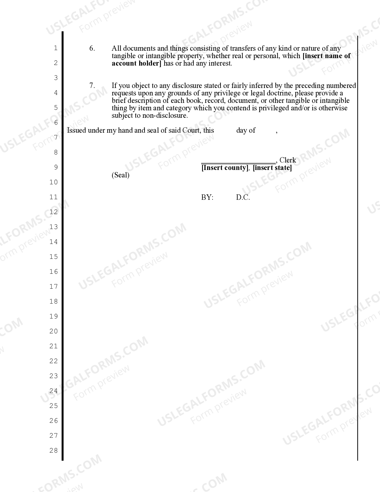 Mississippi Subpoena Duces Tecum - Accountant - Sample Subpoena To ...