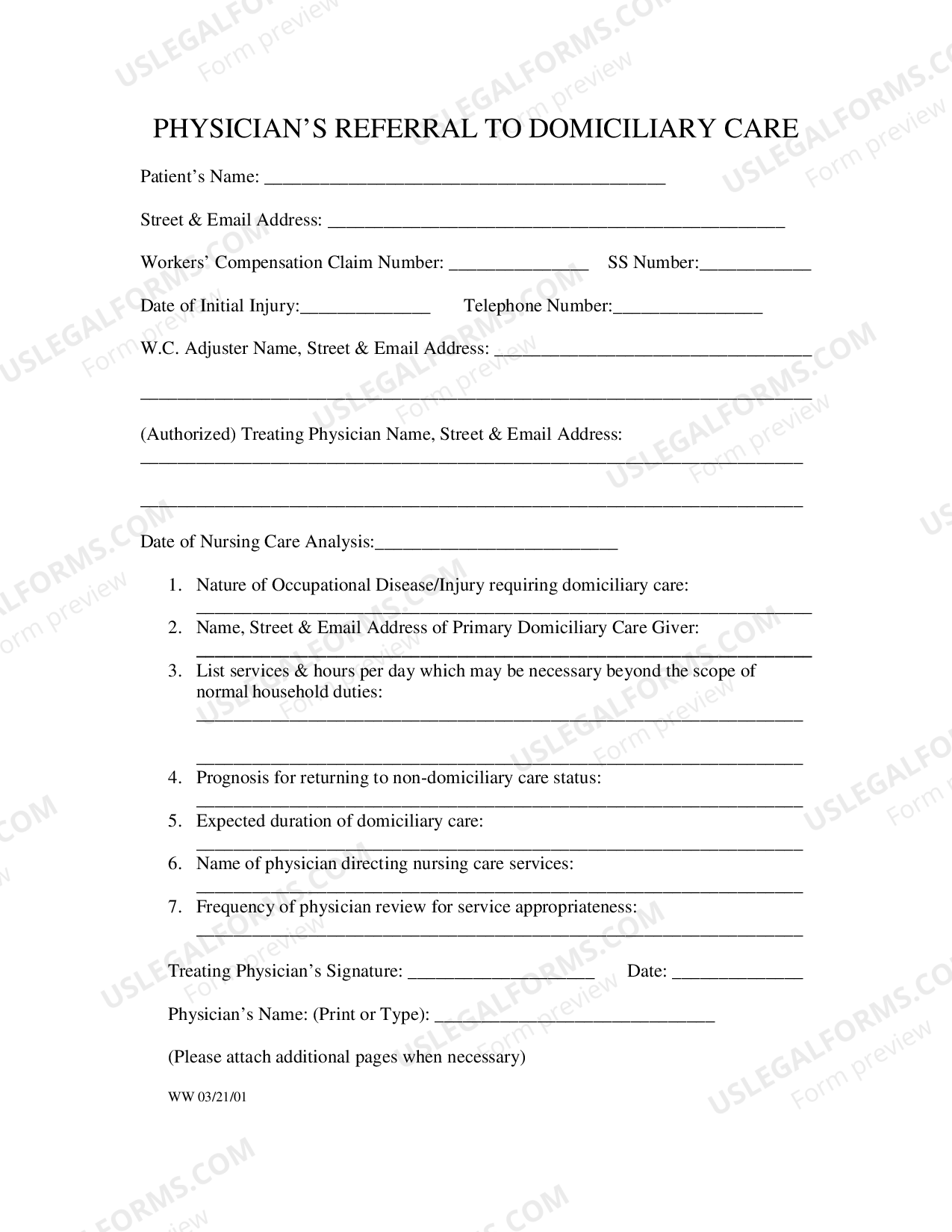 Montana Physicians Referral to Domiciliary Care | US Legal Forms