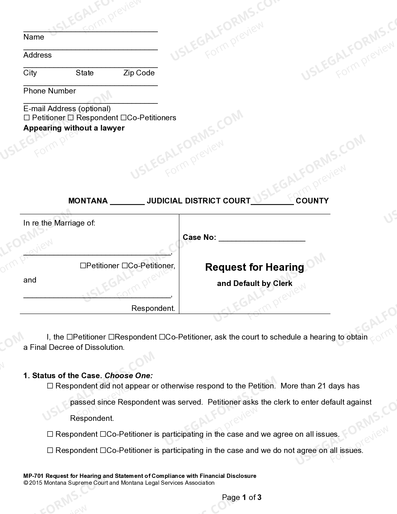 Montana Request for Hearing | US Legal Forms