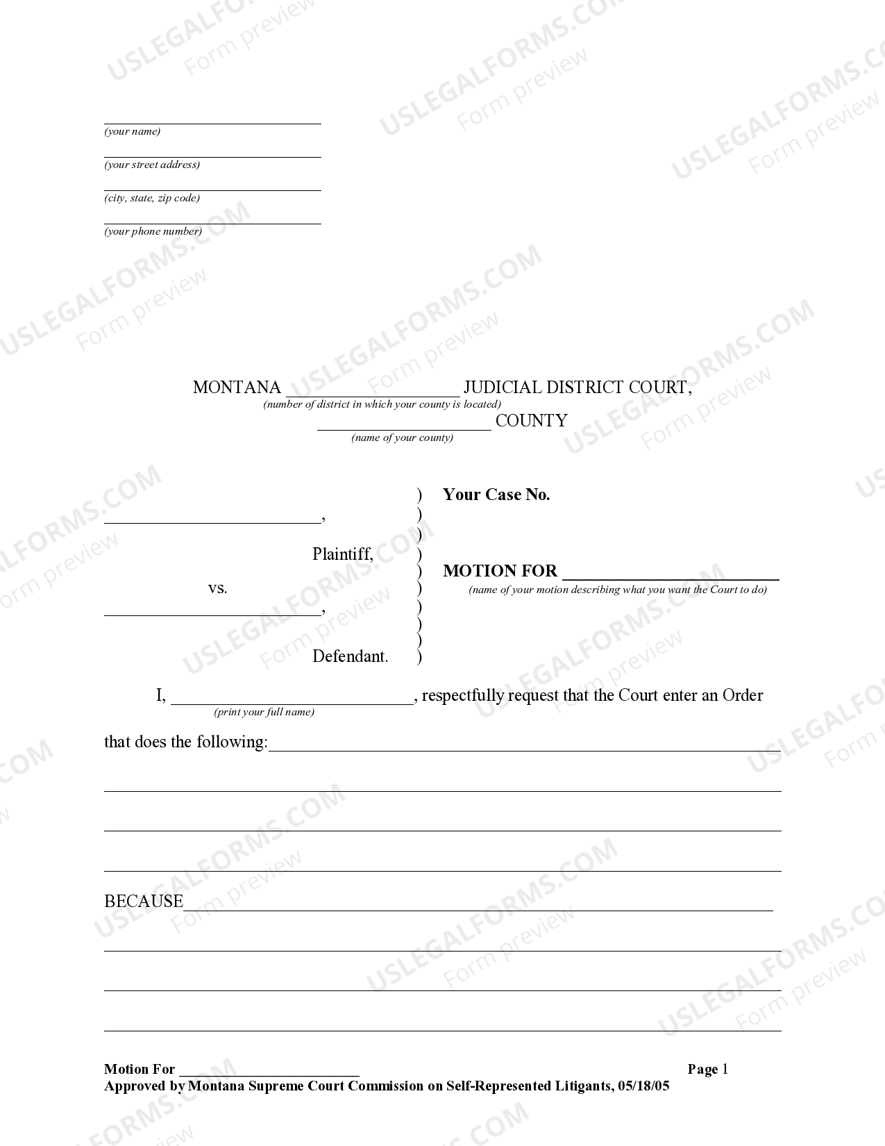 Montana Motion | US Legal Forms