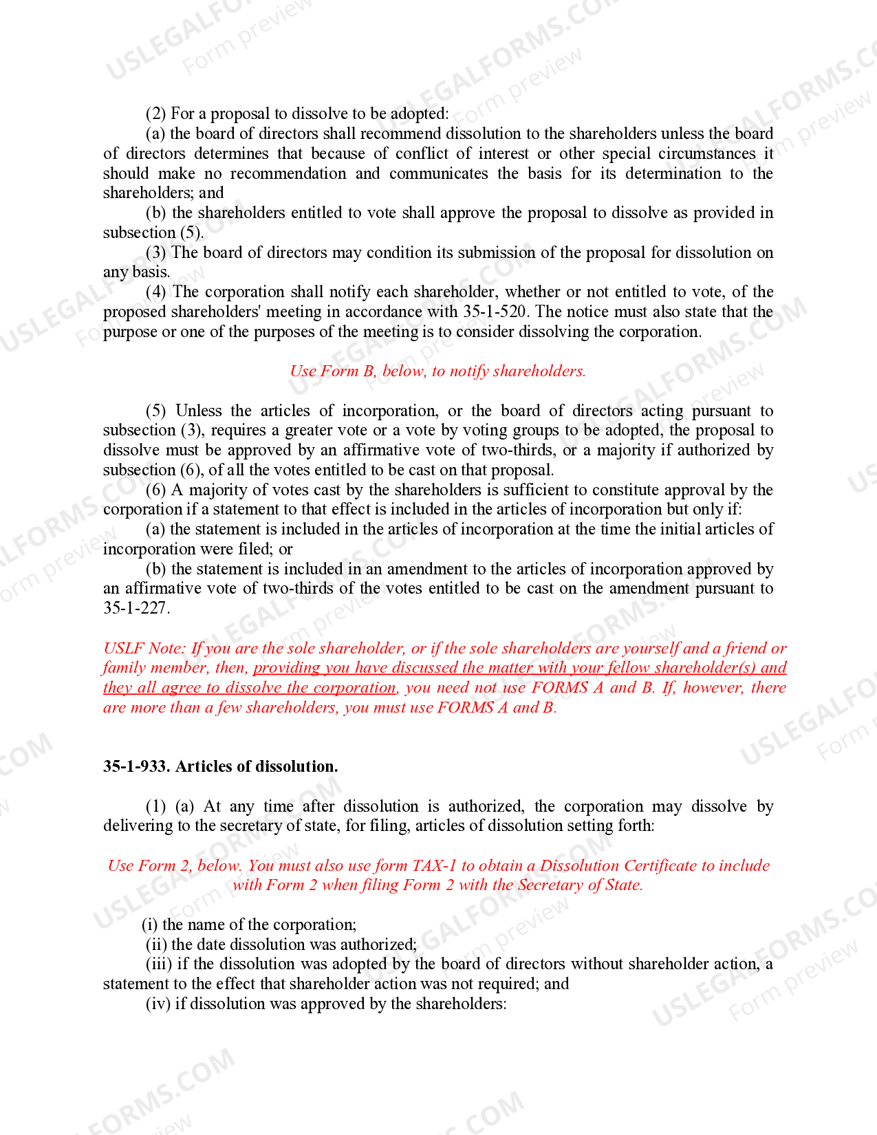 Montana Dissolution Package to Dissolve Corporation - Montana Dissolution | US Legal Forms