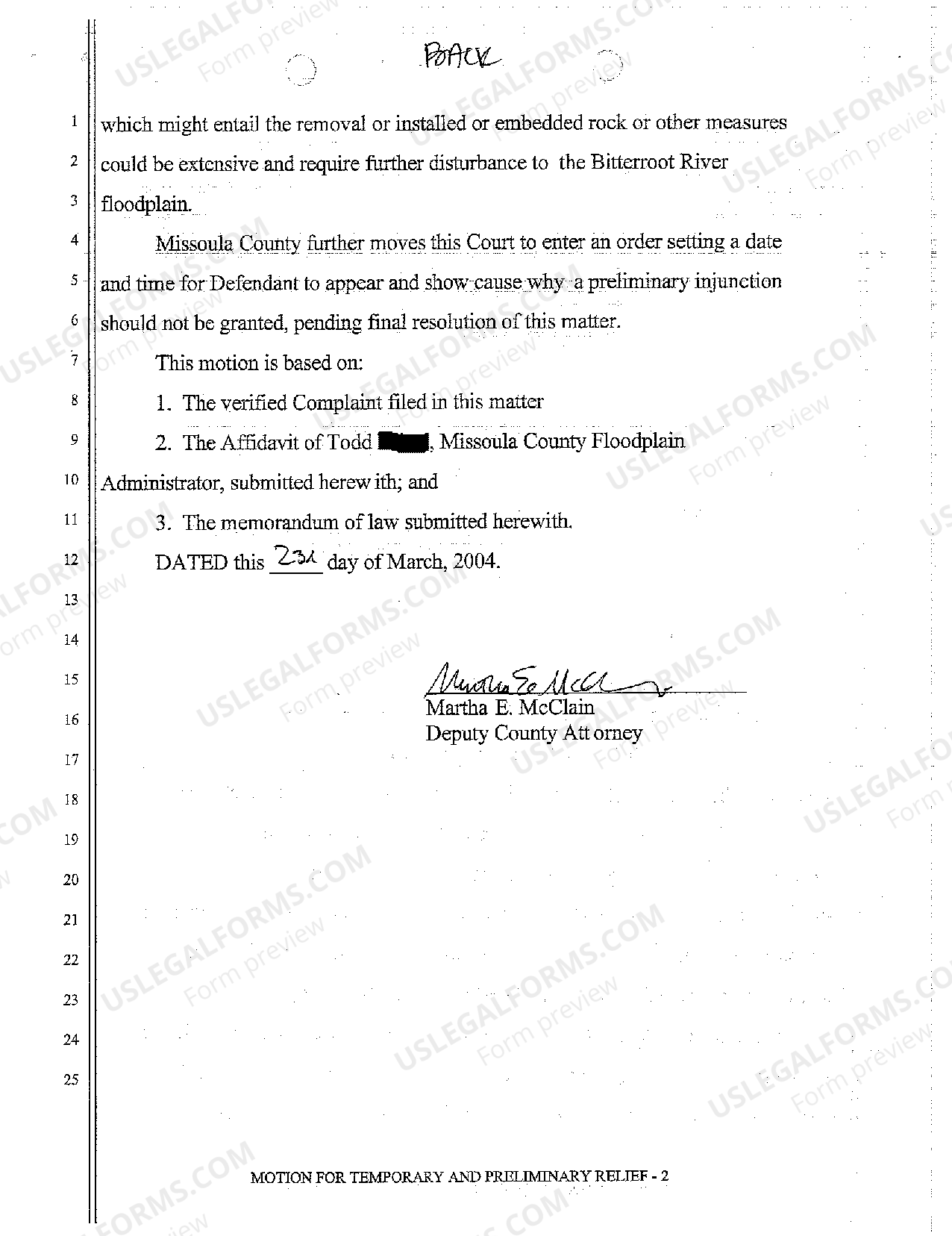 Montana Motion for Temporary and Preliminary Relief | US Legal Forms