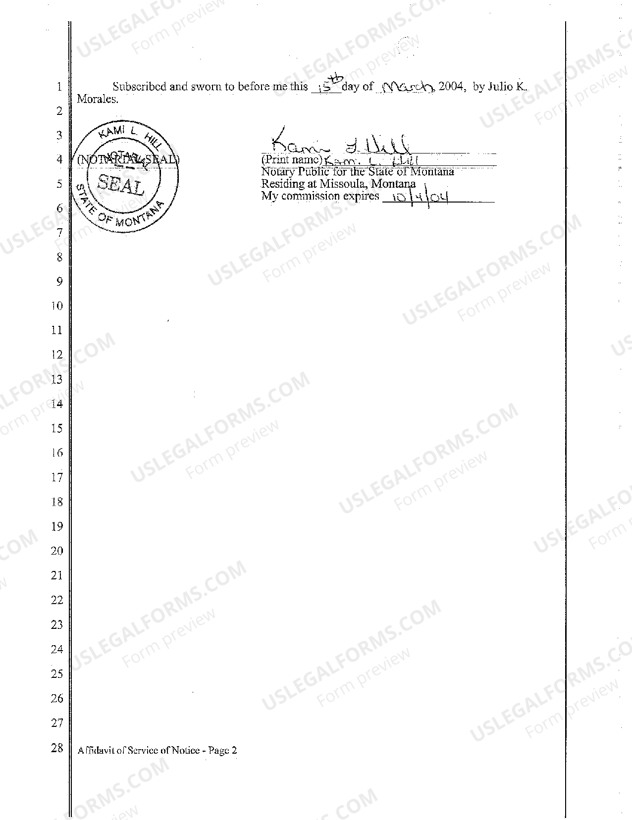 Montana Praecipe and Affidavit for Filing Foreign Judgment | US Legal Forms