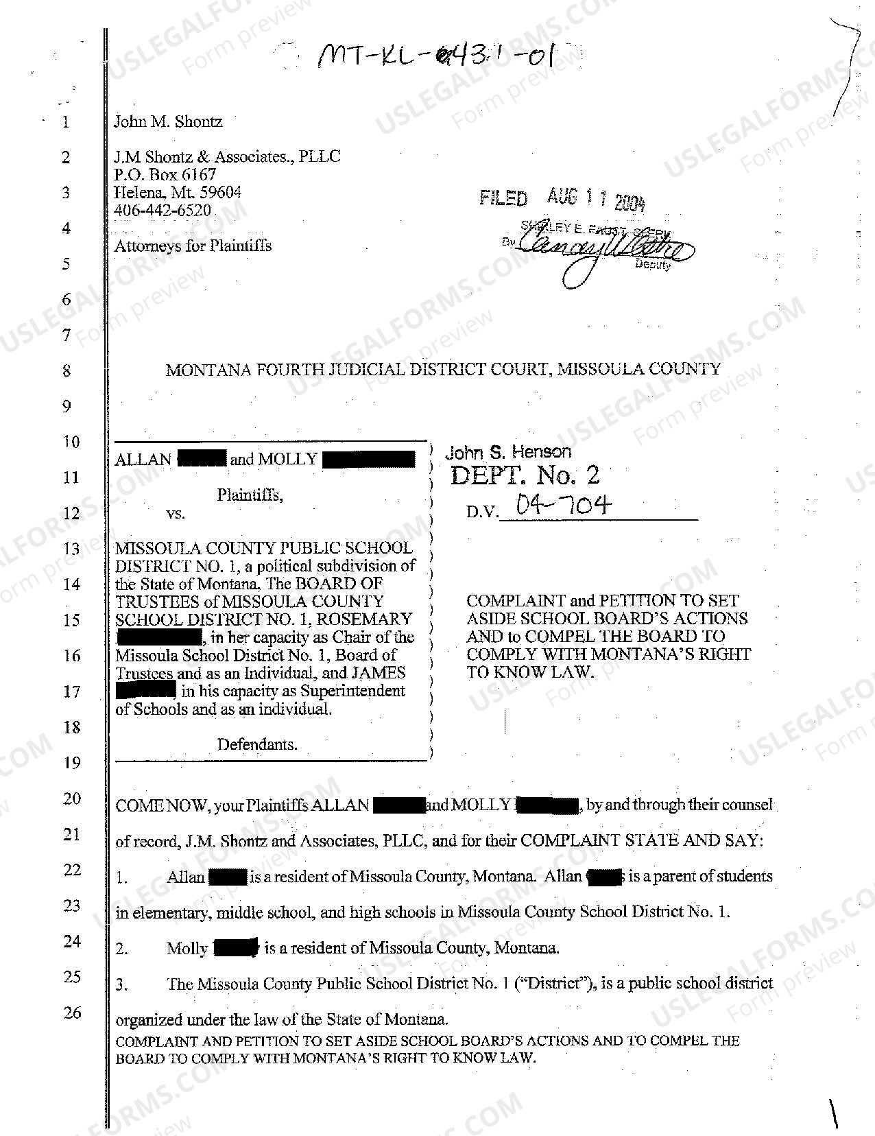 California Complaint for Declaratory Relief of Dispute - Sample ...