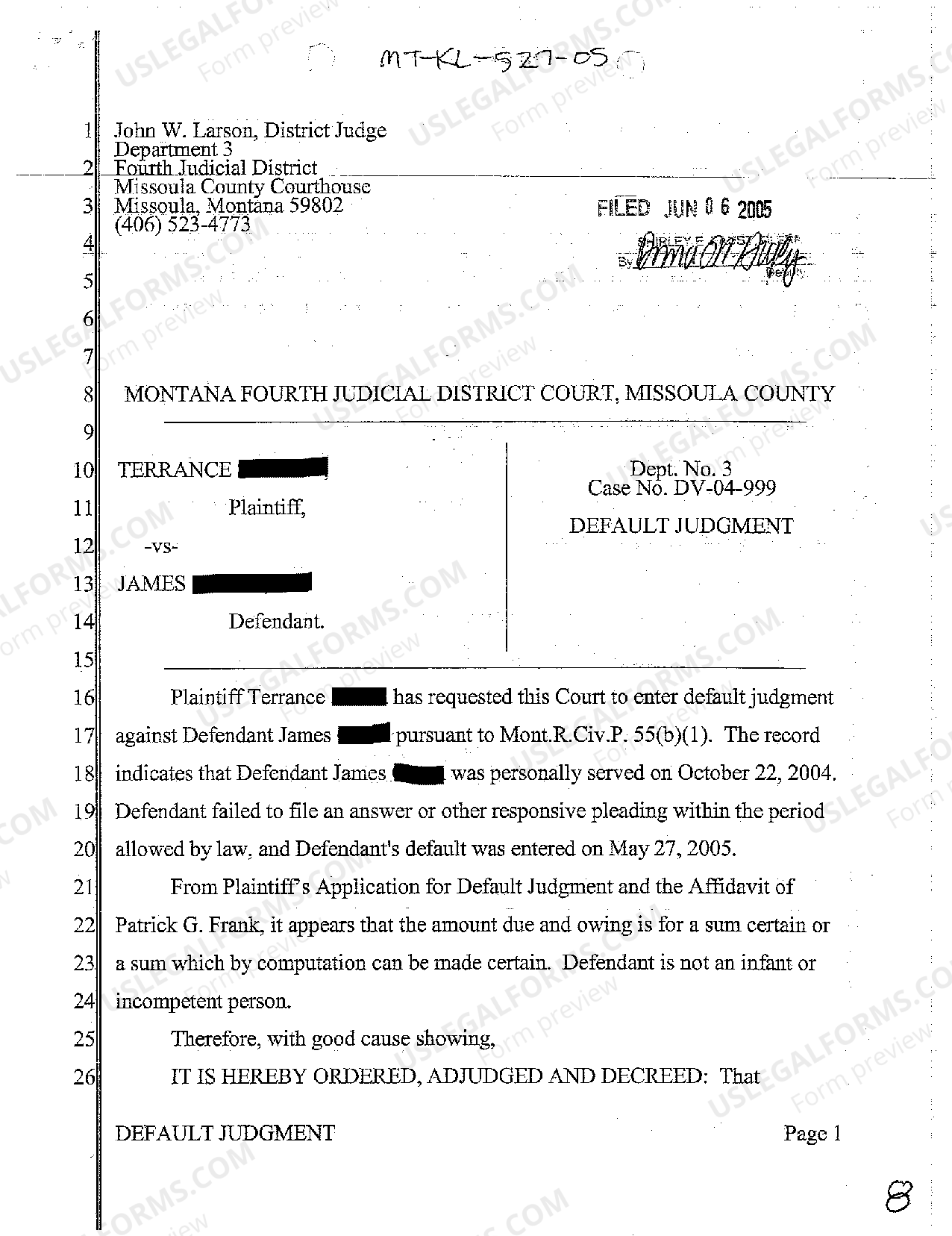 Montana Default Judgment | US Legal Forms