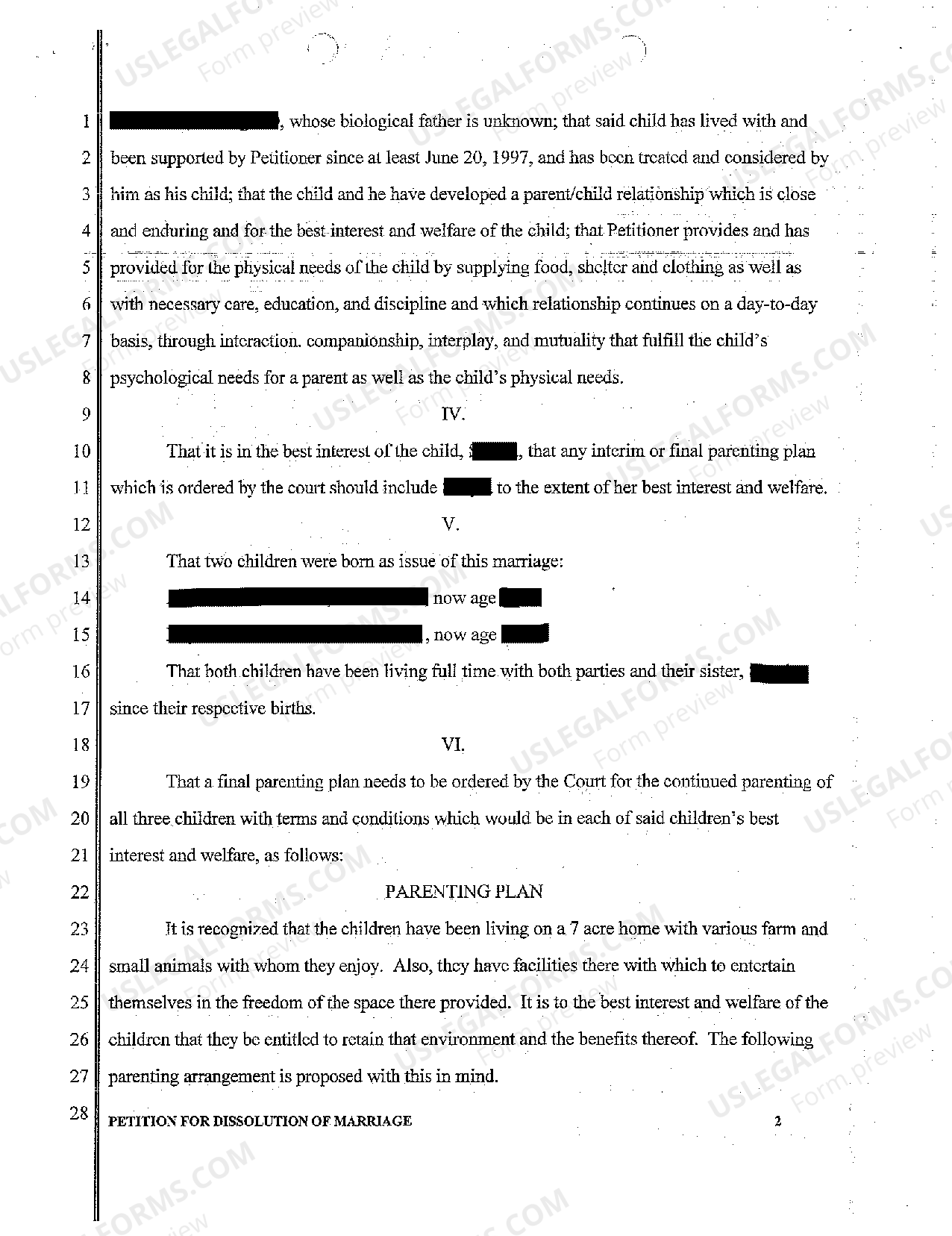Montana Petition for Dissolution of Marriage | US Legal Forms