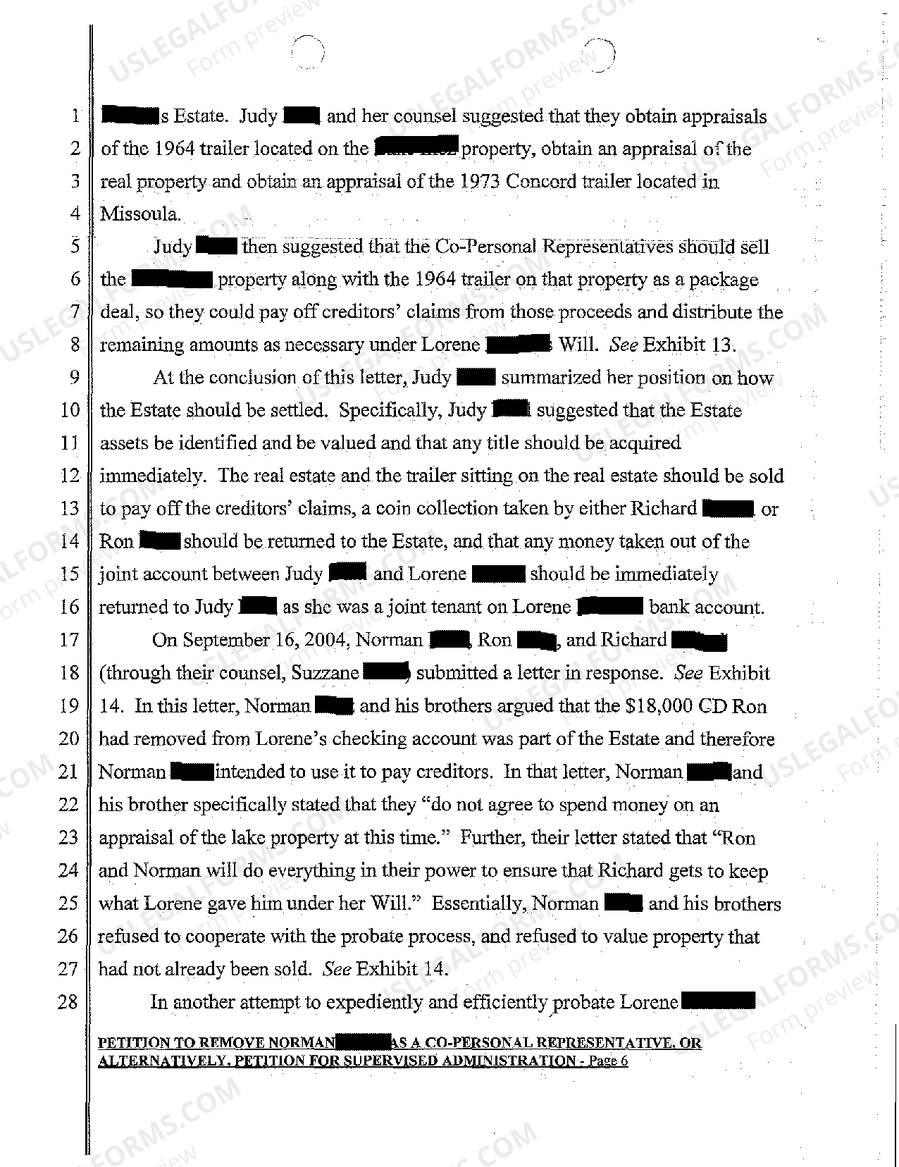 Petition To Remove Personal Representative For Insolvency ...