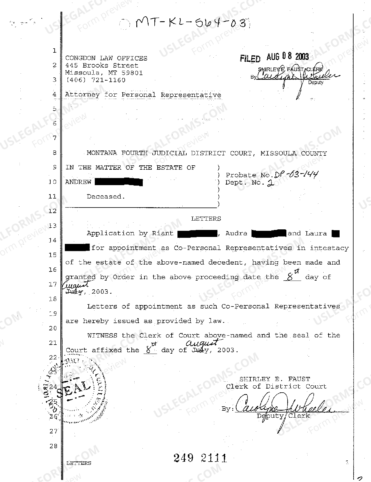 Montana Letters | US Legal Forms