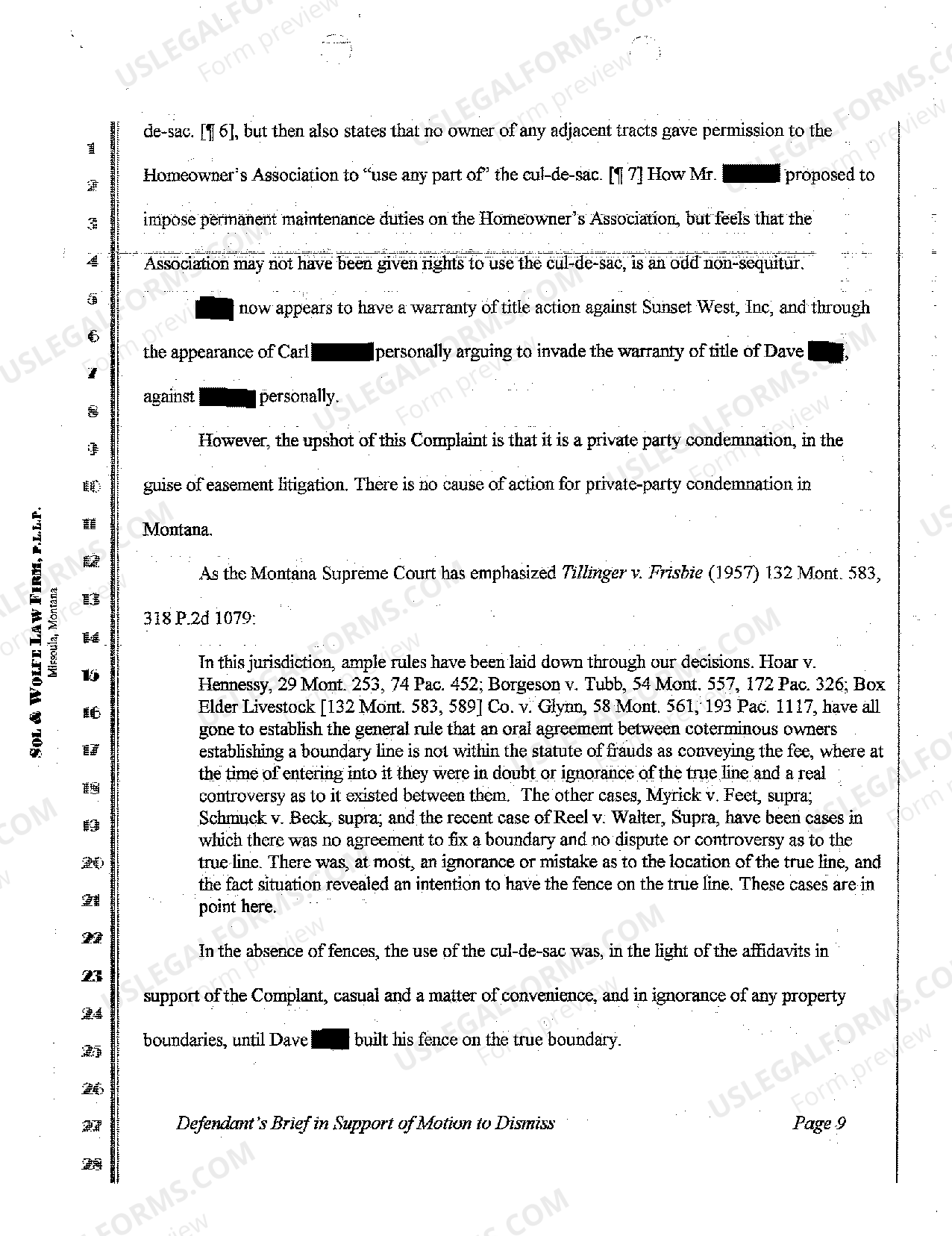 Montana Brief in Support of Defendant's Motion to Dismiss | US Legal Forms
