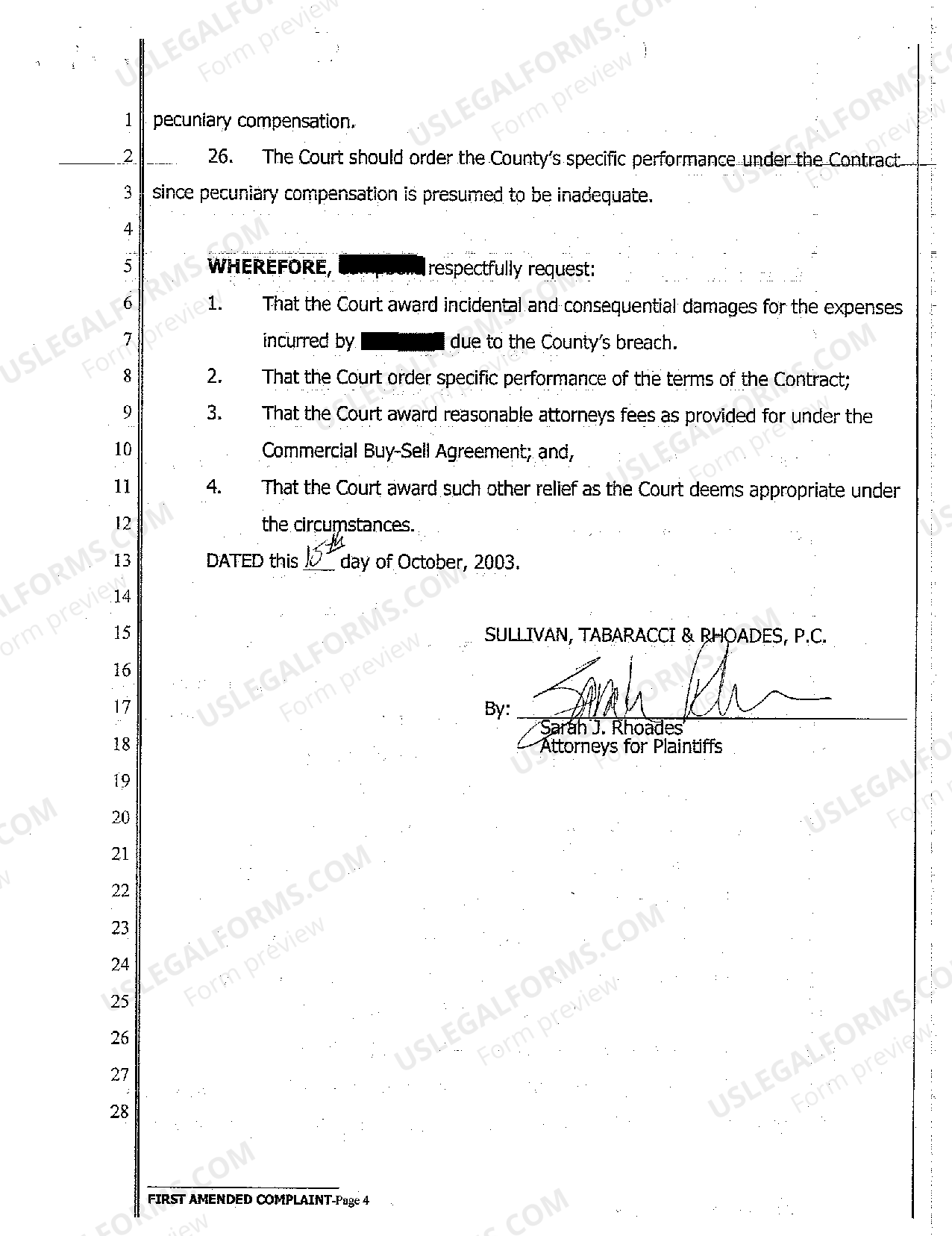 Sample Of Amended Complaint In Montana Withholding | US Legal Forms