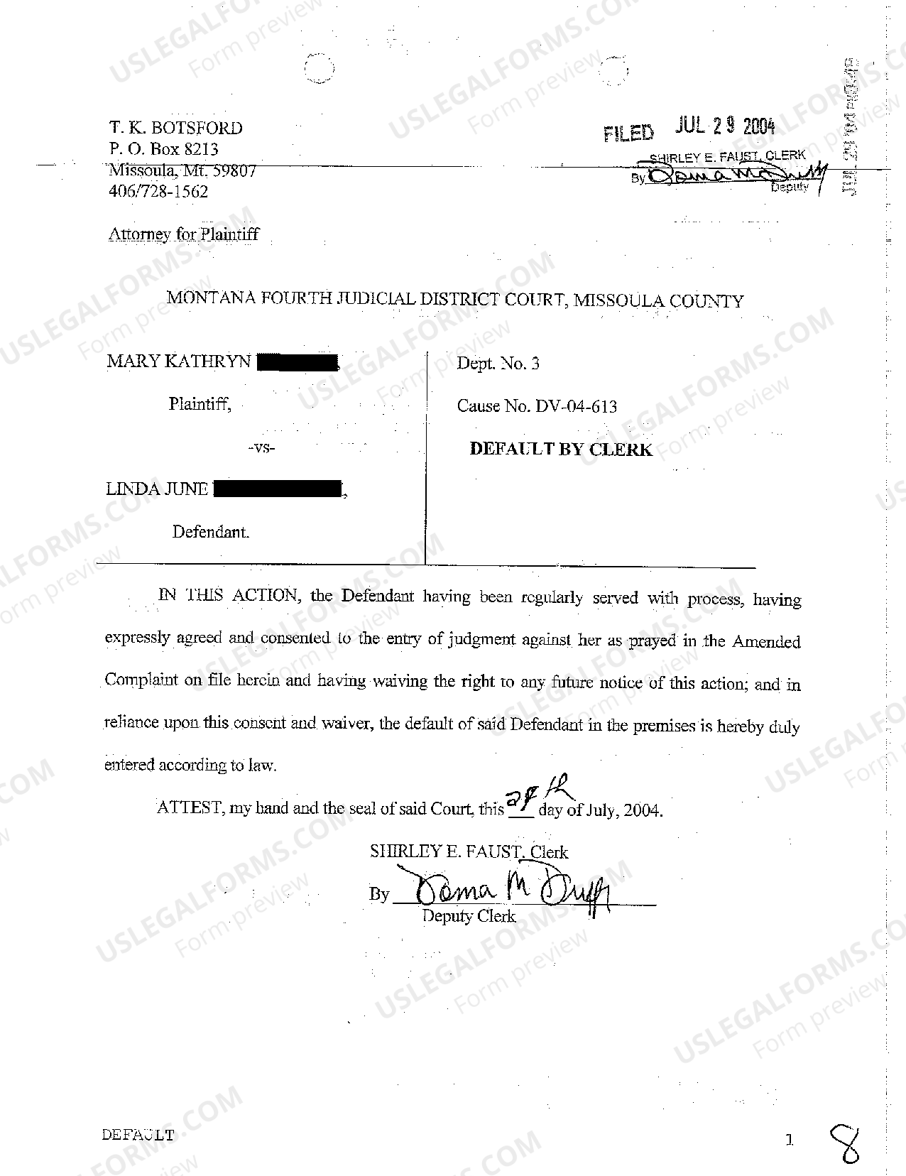 Montana Motion for Entry of Interlocutory Judgment Granting Partition ...