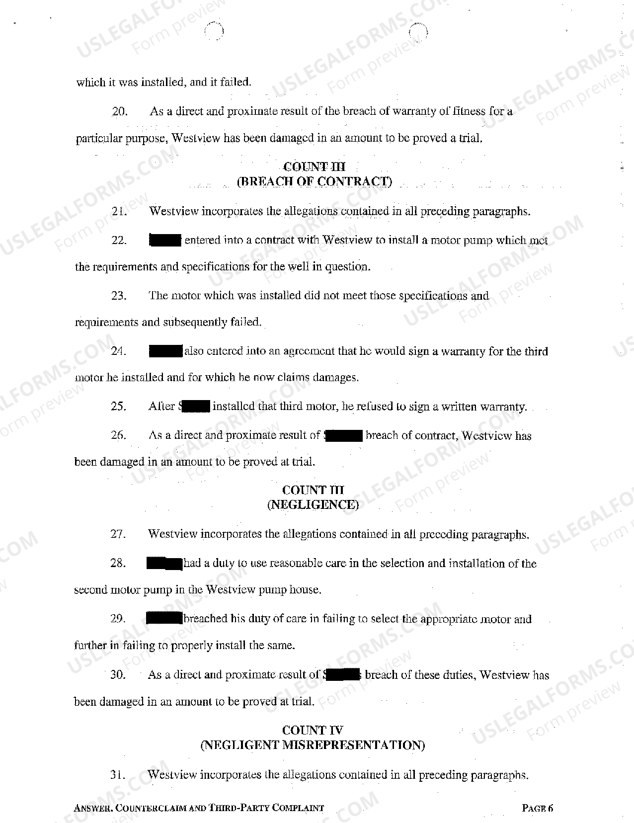Montana Answer, Counterclaim and Third Party Complaint | US Legal Forms
