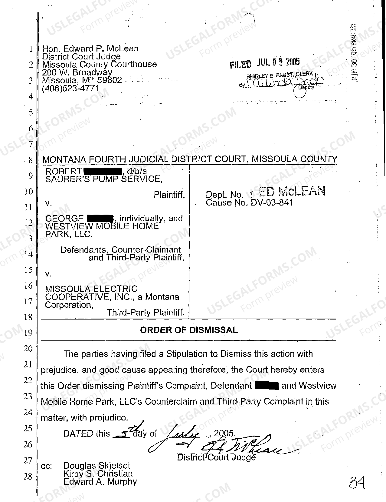 Montana Answer to the Third Party Complaint | US Legal Forms