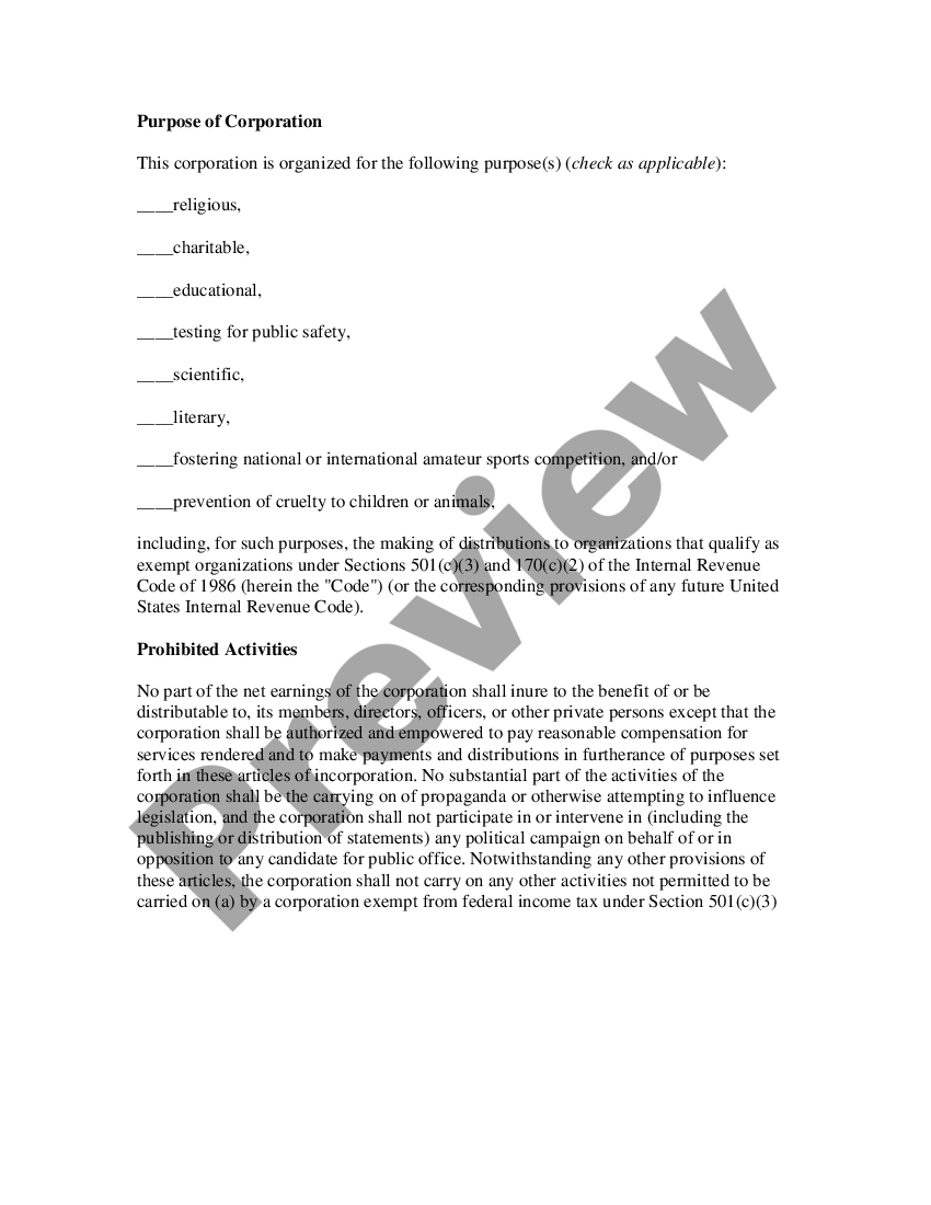 North Carolina Articles Of Incorporation For Domestic Nonprofit