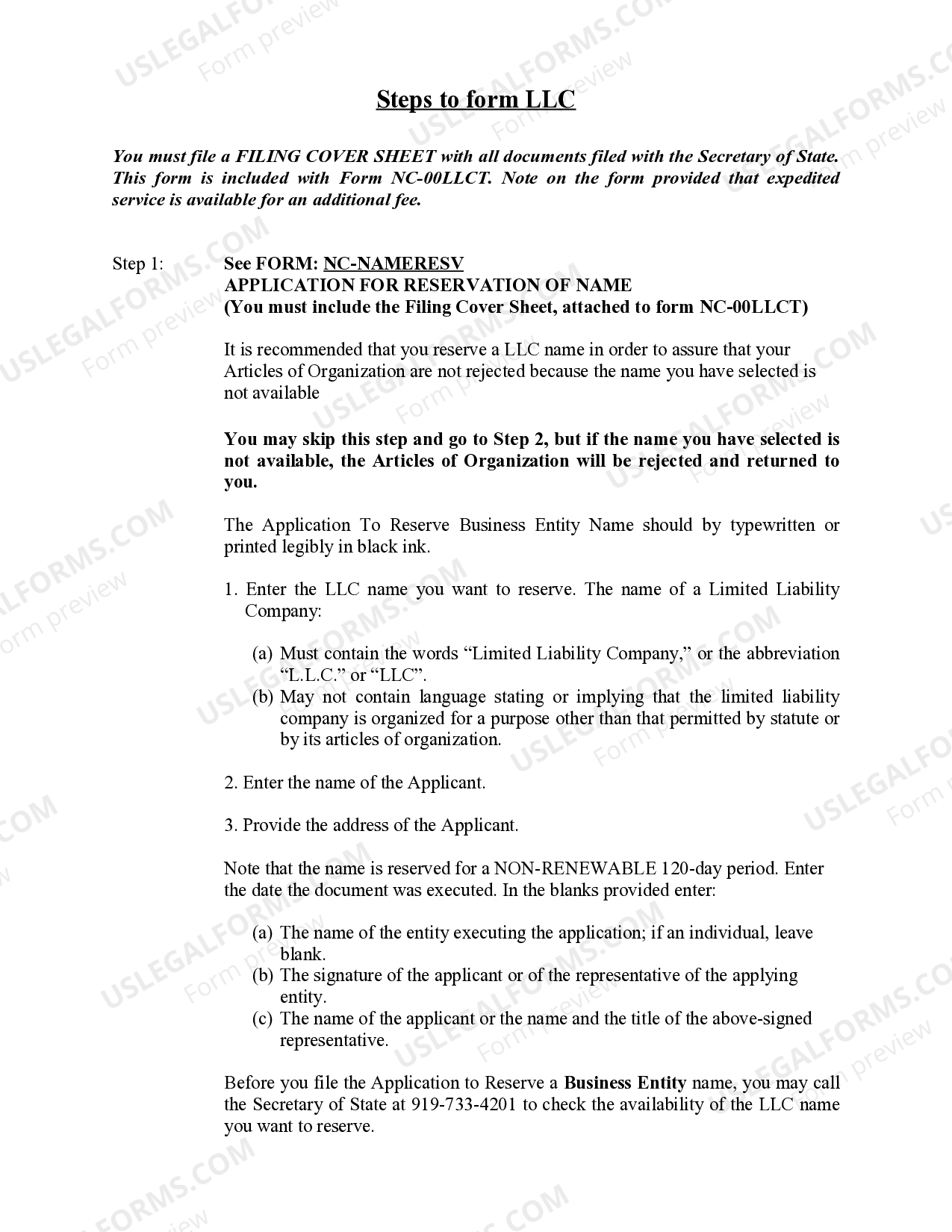 North Carolina Limited Liability Company LLC Formation Package - North ...