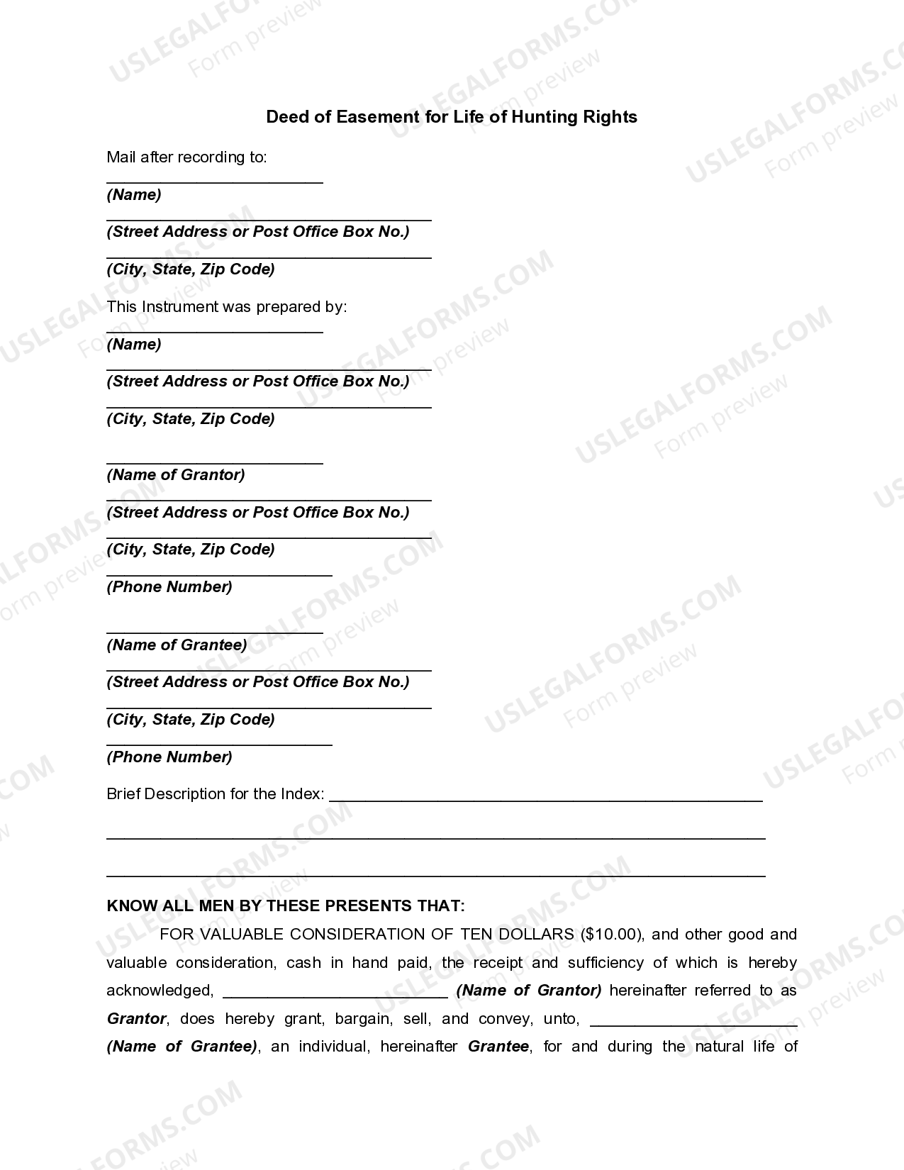 Deed With Easement | US Legal Forms