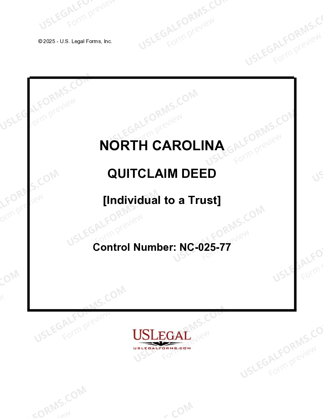North Carolina Quitclaim Deed - Individual to a Trust - Quit Claim Deed Nc | US Legal Forms