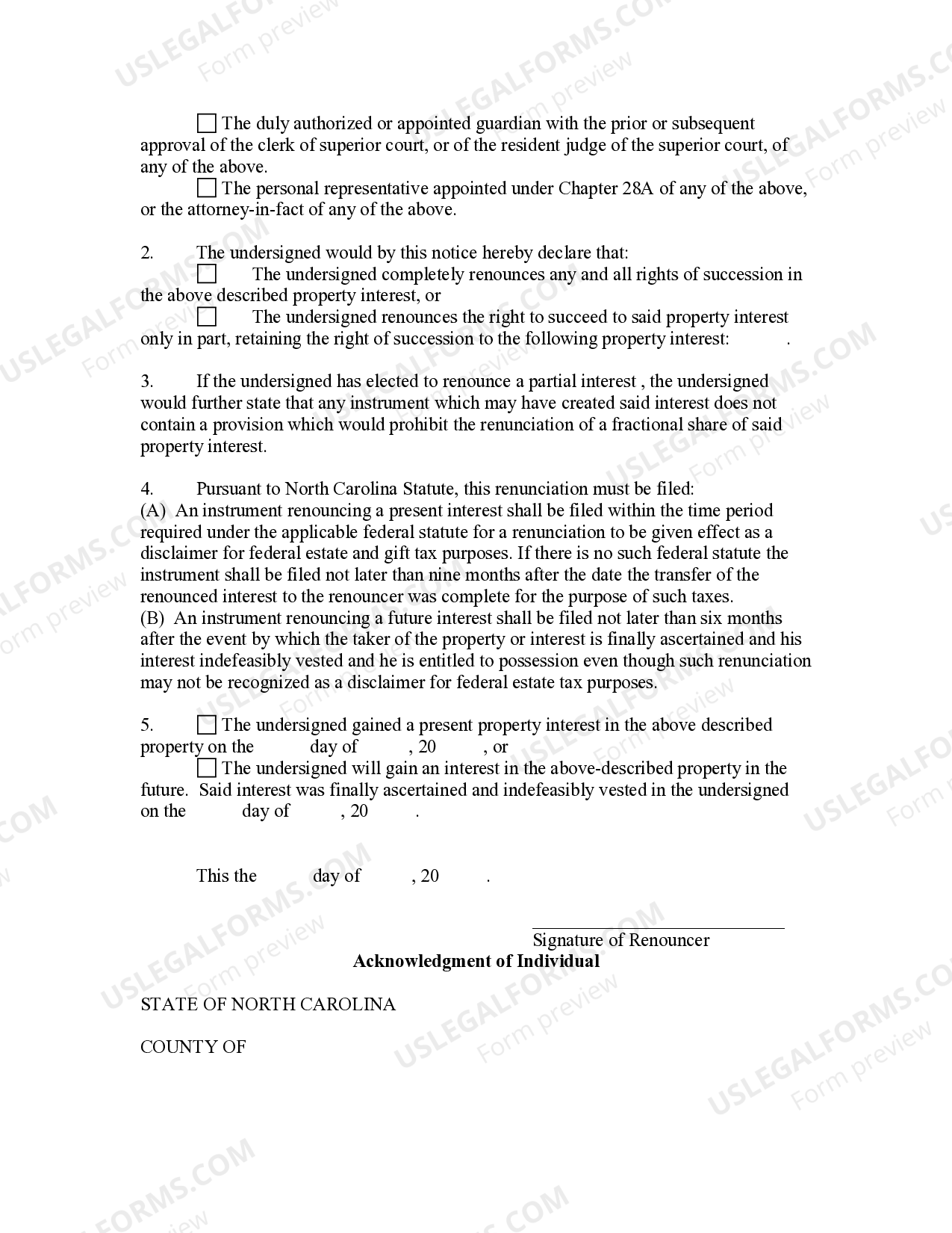 Renunciation Contract Template Form | US Legal Forms