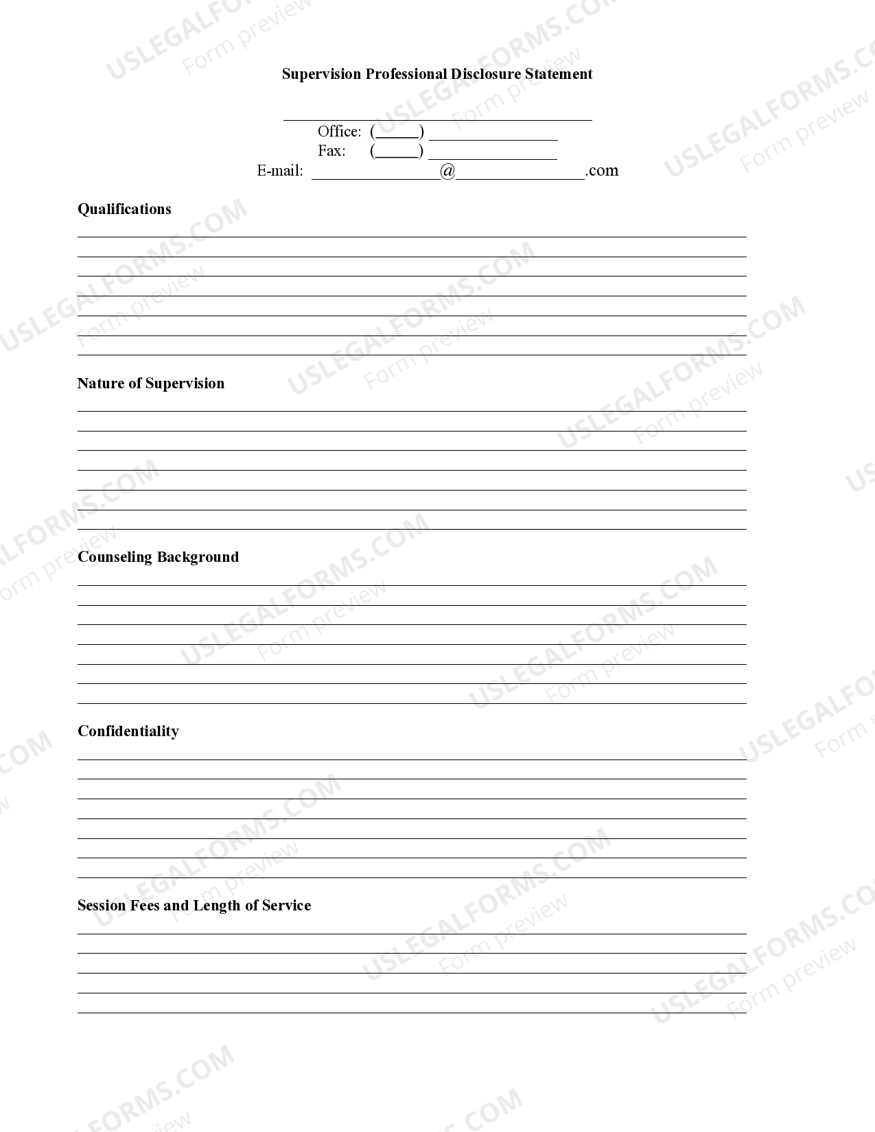 North Carolina Supervision Professional Disclosure Statement | US Legal ...