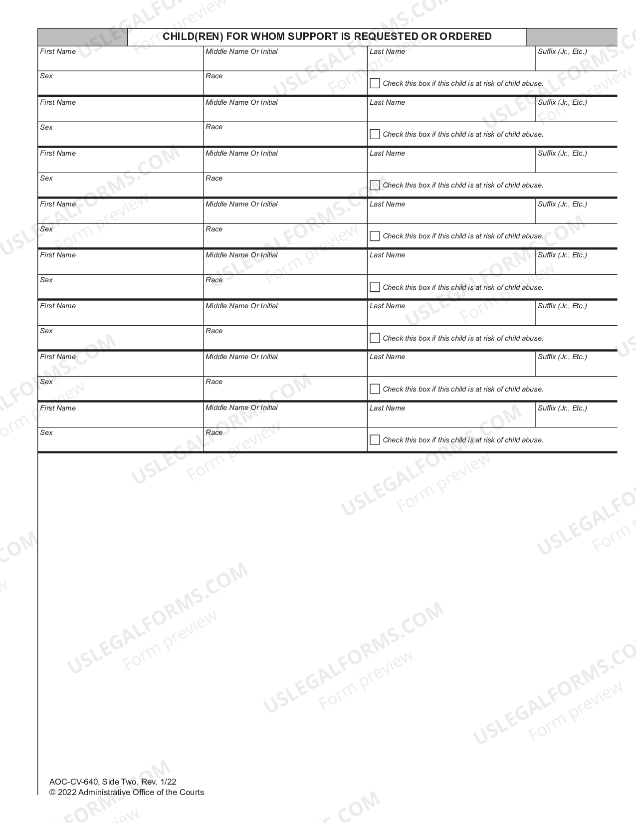 North Carolina Cover Sheet for Child Support Cases - Non-IV-D Only | US ...