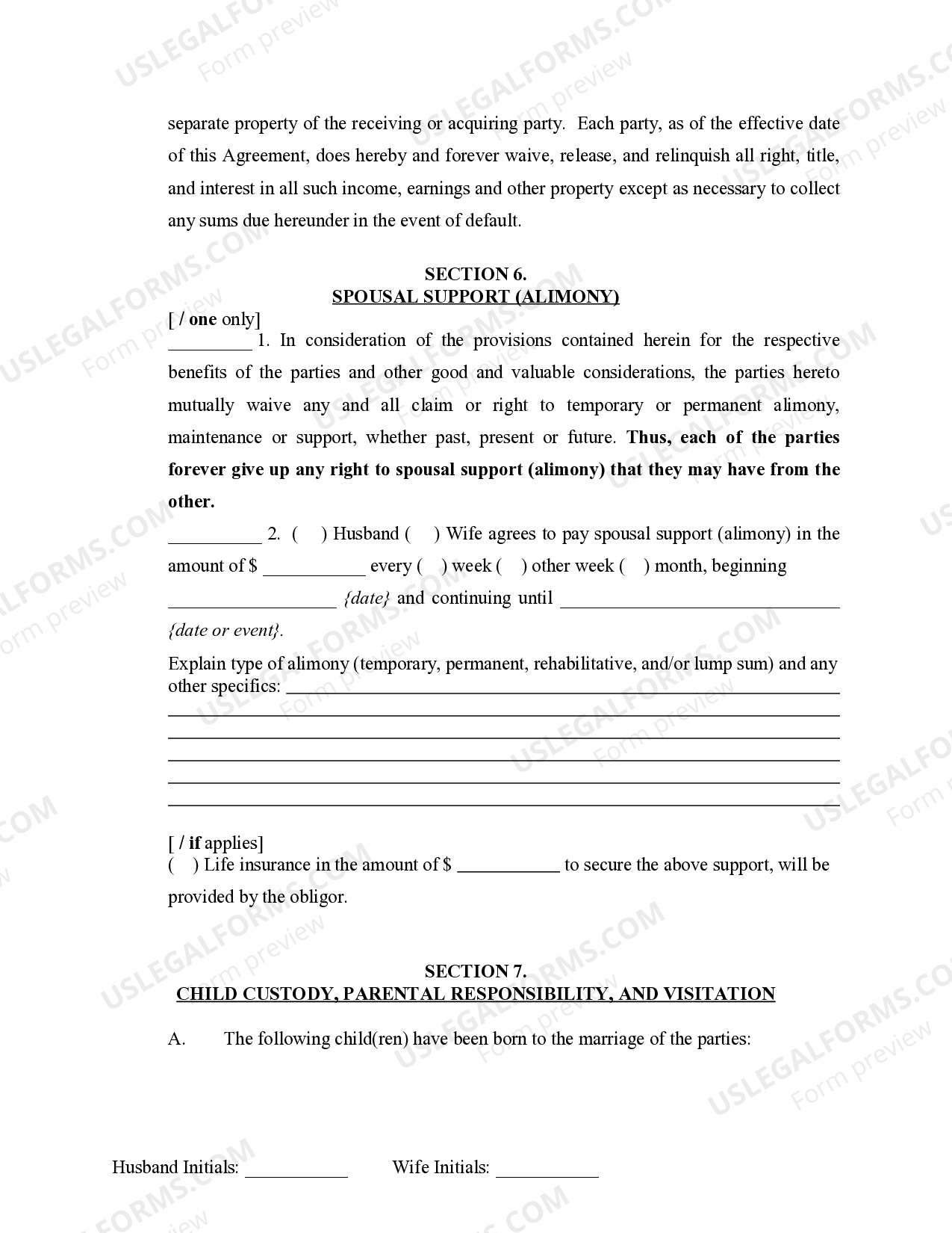 North Carolina Marital Domestic Separation and Property Settlement ...