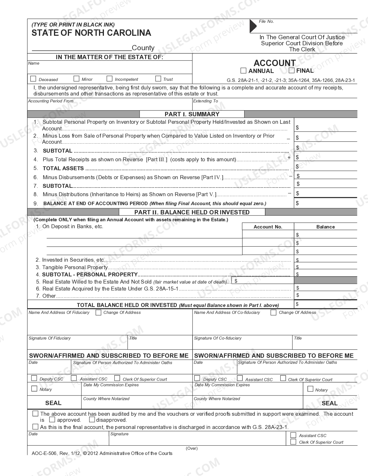 North Carolina Account Annual Final Aoc E 506 Rev 6 21 US Legal Forms North Carolina Account Annual Final Aoc E 506 Rev 6 21 US Legal Forms