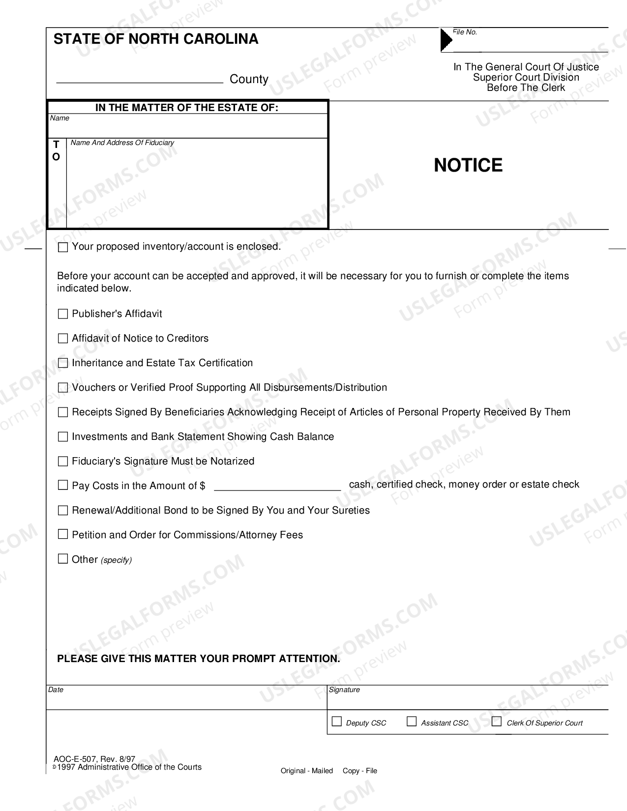North Carolina Notice | US Legal Forms