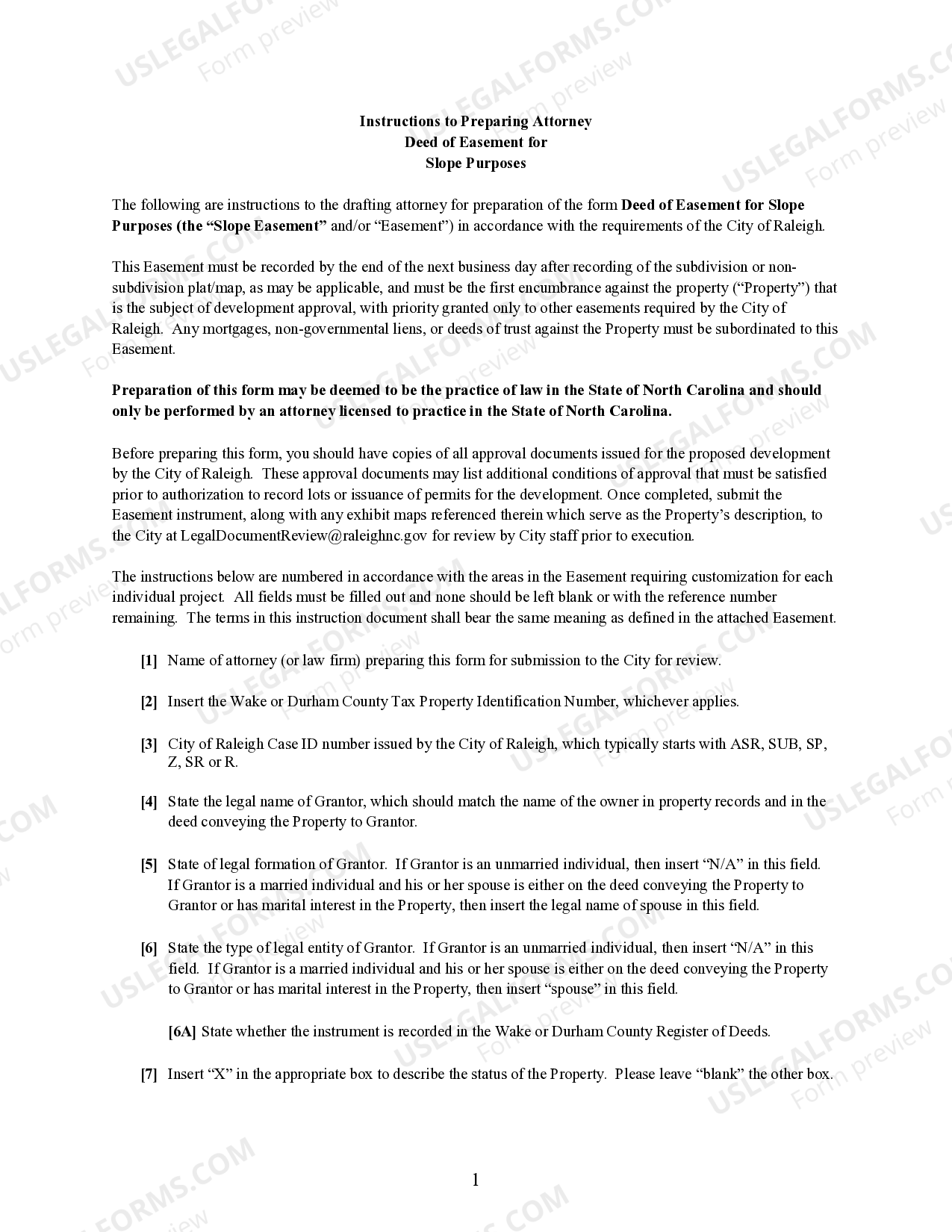North Carolina Deed of Easement for Slope Purposes | US Legal Forms