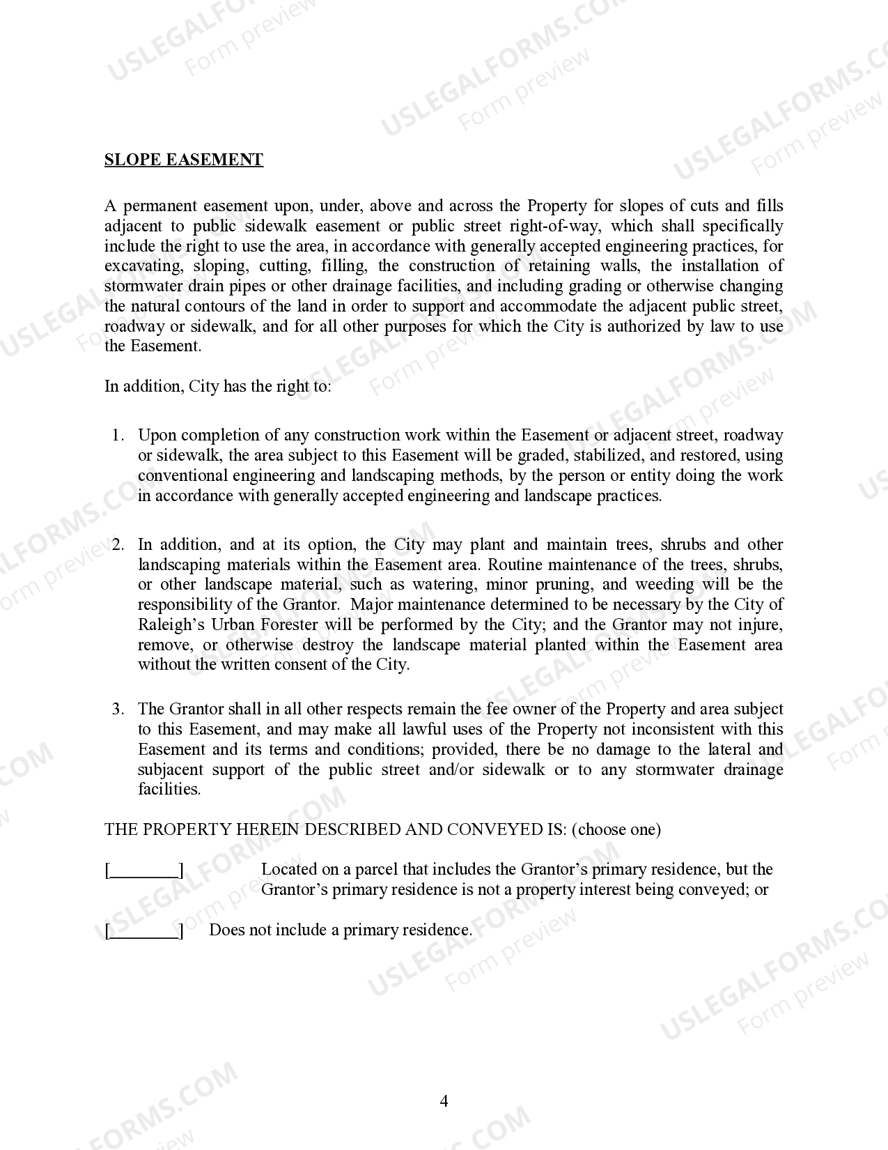 North Carolina Deed of Easement for Slope Purposes | US Legal Forms