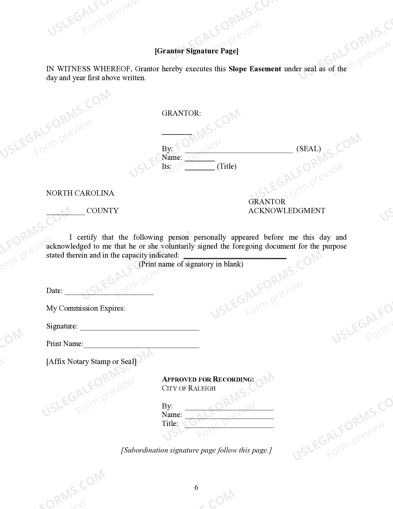 North Carolina Deed of Easement for Slope Purposes | US Legal Forms