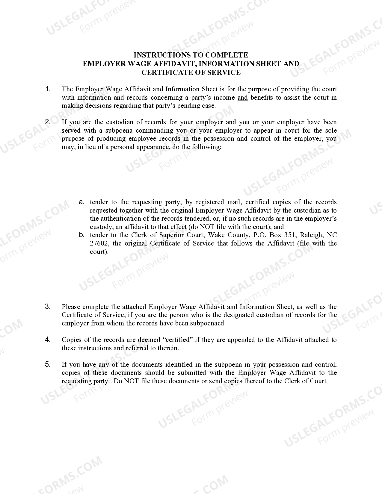 North Carolina Employer Wage Affidavit | US Legal Forms