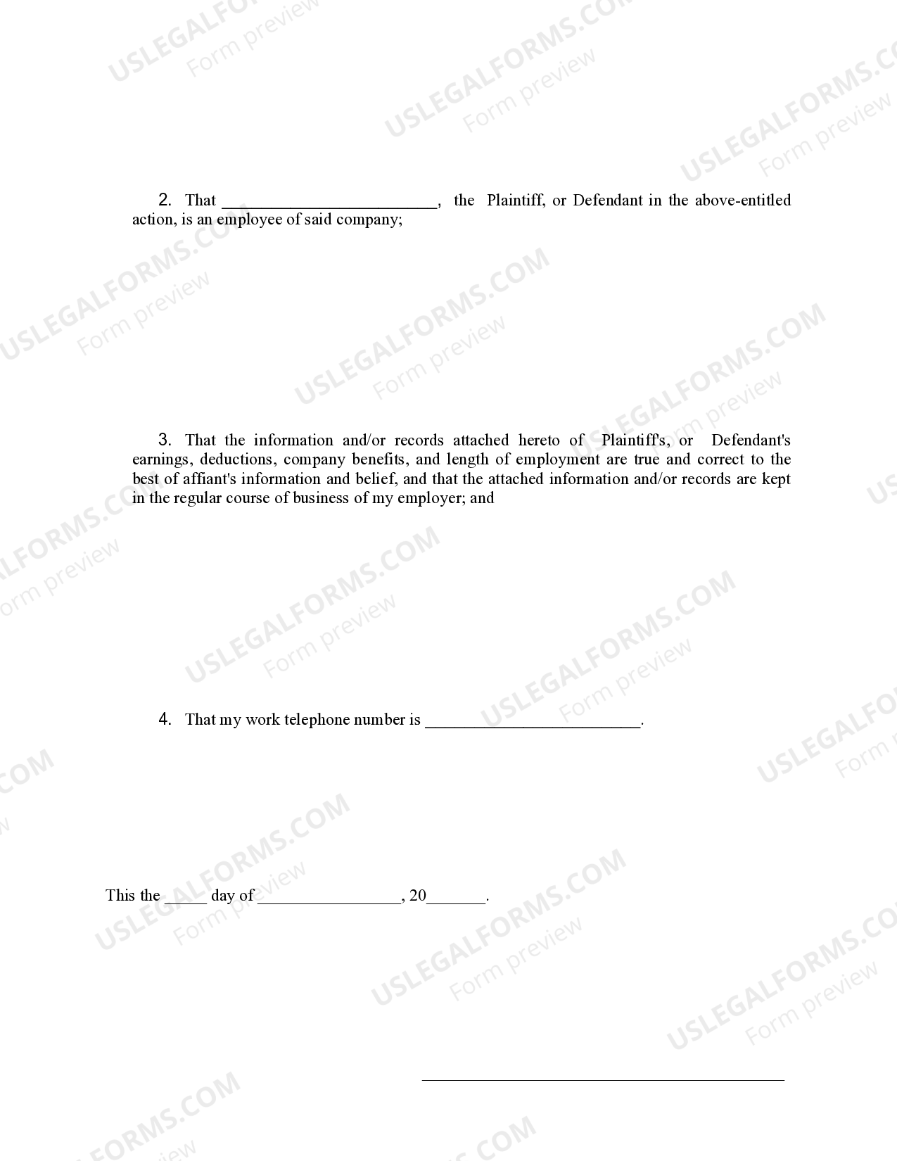 North Carolina Employer Wage Affidavit | US Legal Forms