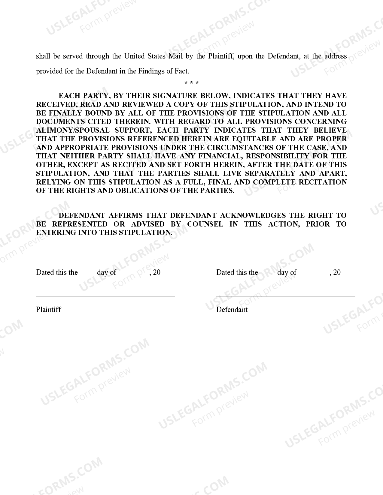 North Dakota Stipulation of Agreement | US Legal Forms