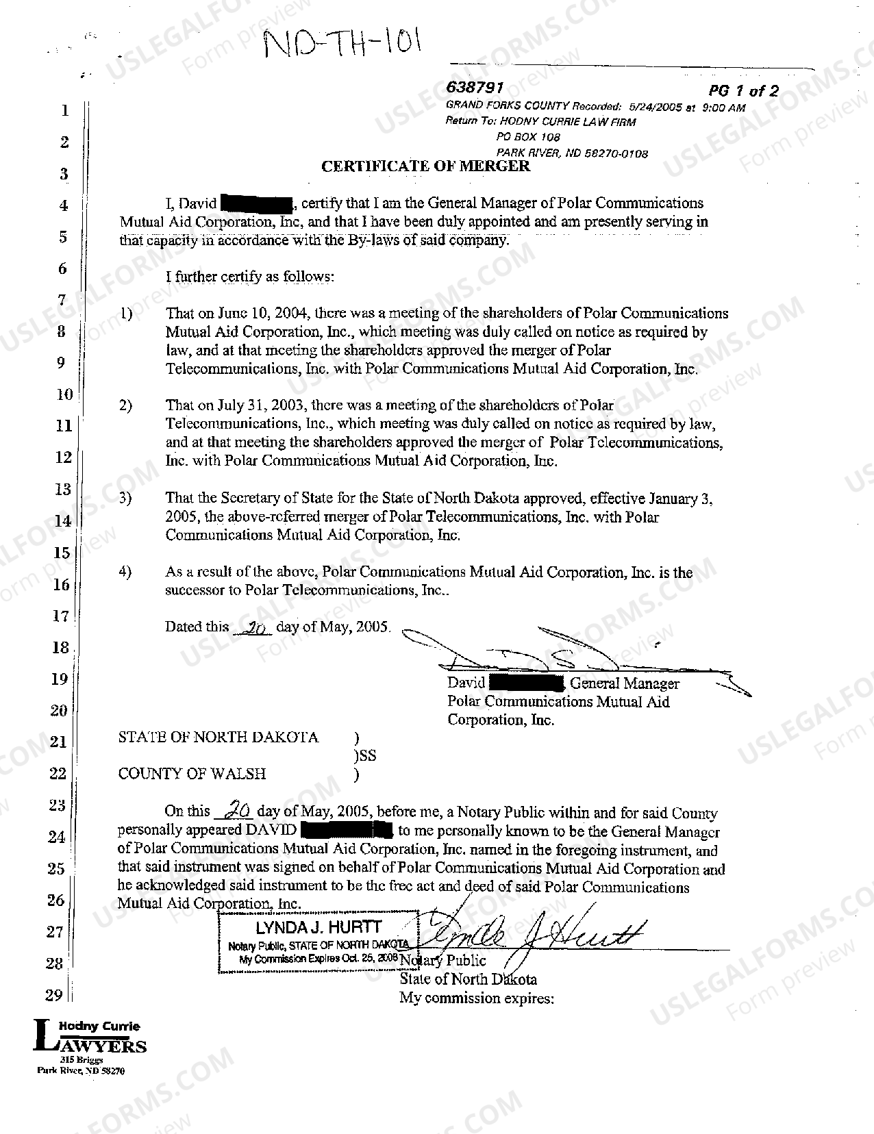 North Dakota Certificate of Merger | US Legal Forms