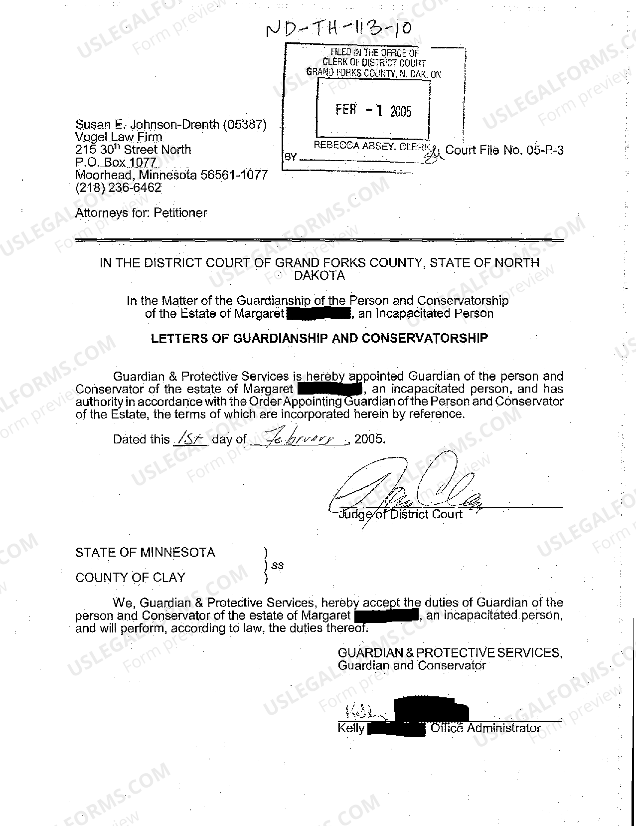 North Dakota Letters of Guardianship and Conservatorship | US Legal Forms