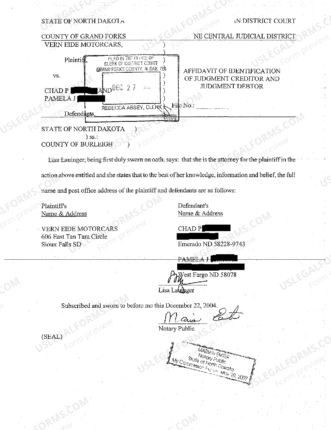 North Dakota Petition for Registration of Foreign Judgment | US Legal Forms