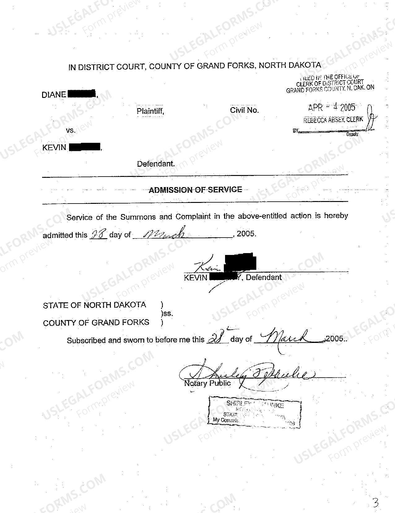 North Dakota Complaint for Partition of Property Between Cohabitants ...
